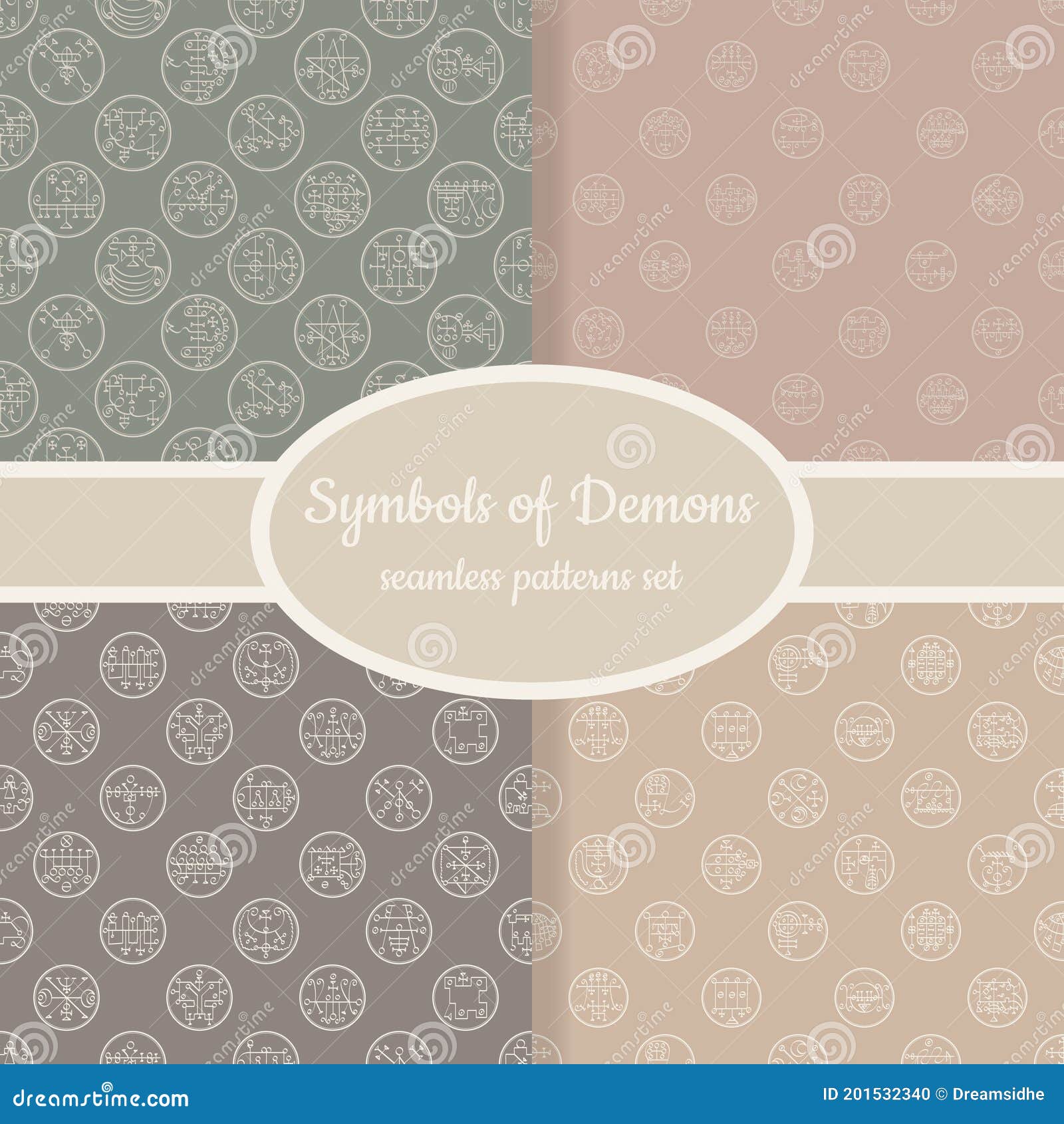 Collection of Seamless Patterns with Symbols of Demons Stock Vector ...
