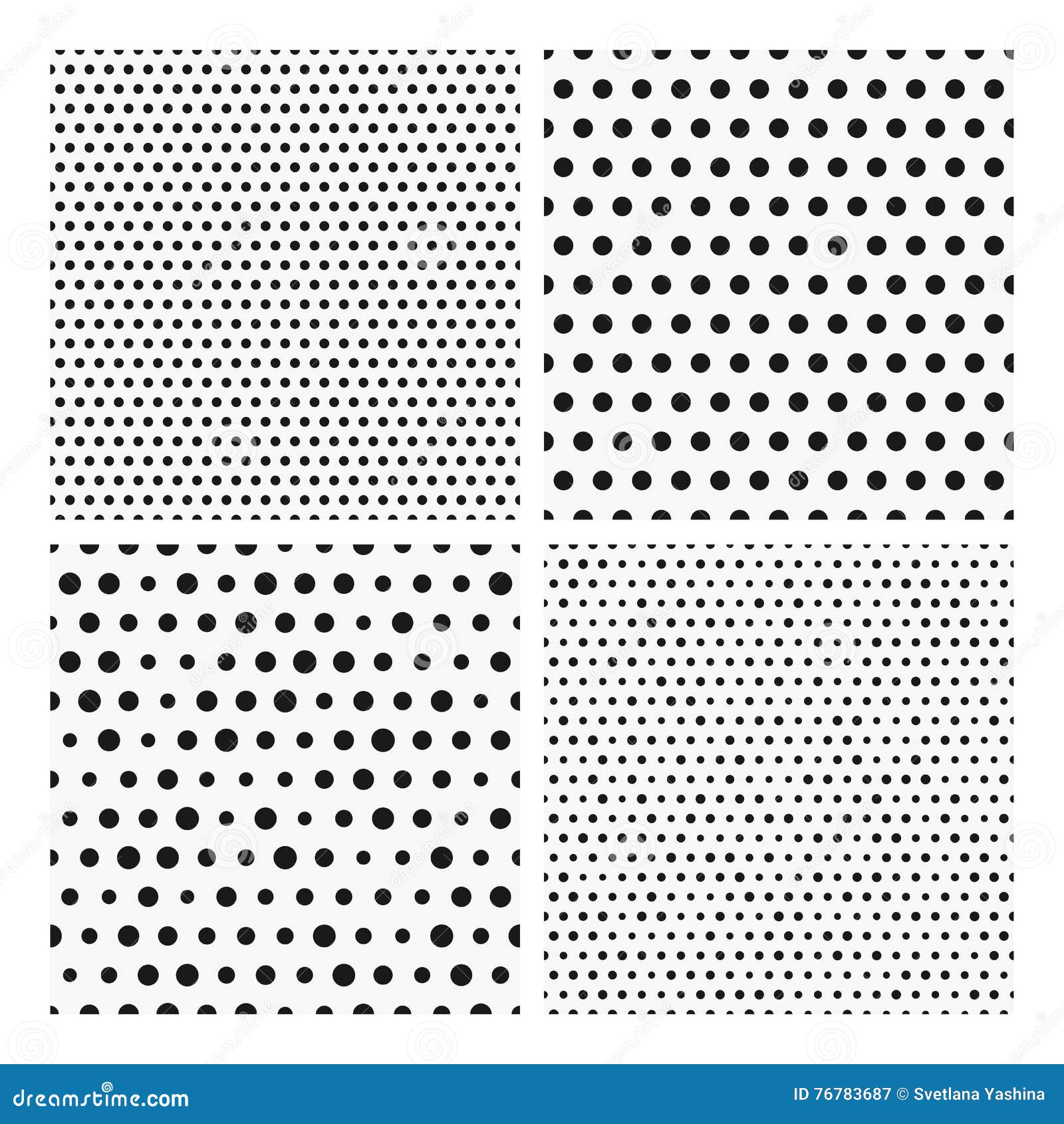 Collection of Seamless Repeating Black Dots Patterns on White ...