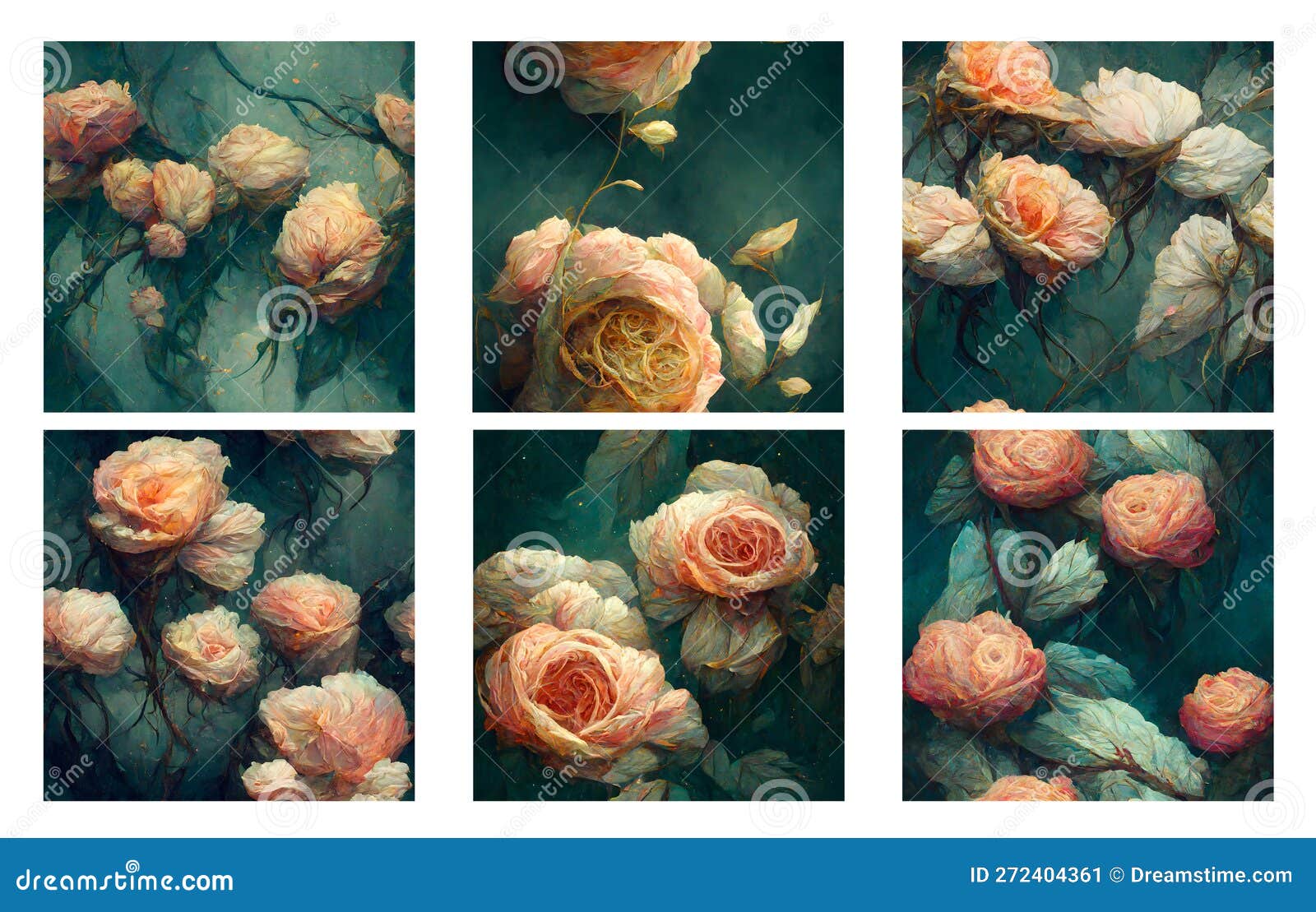 Collection of Seamless Rose Patterns. Stock Image - Image of tulip ...