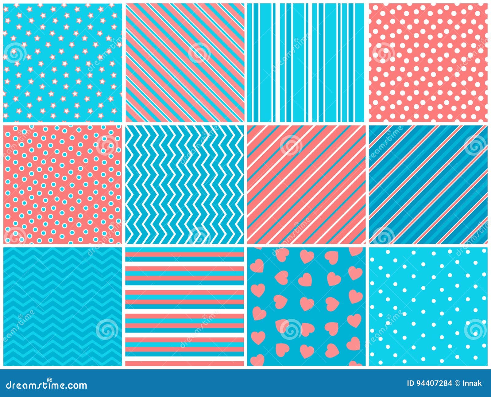 Set Of 4 Seamless Textures Magic Tree And Candles Vector Illustration ...