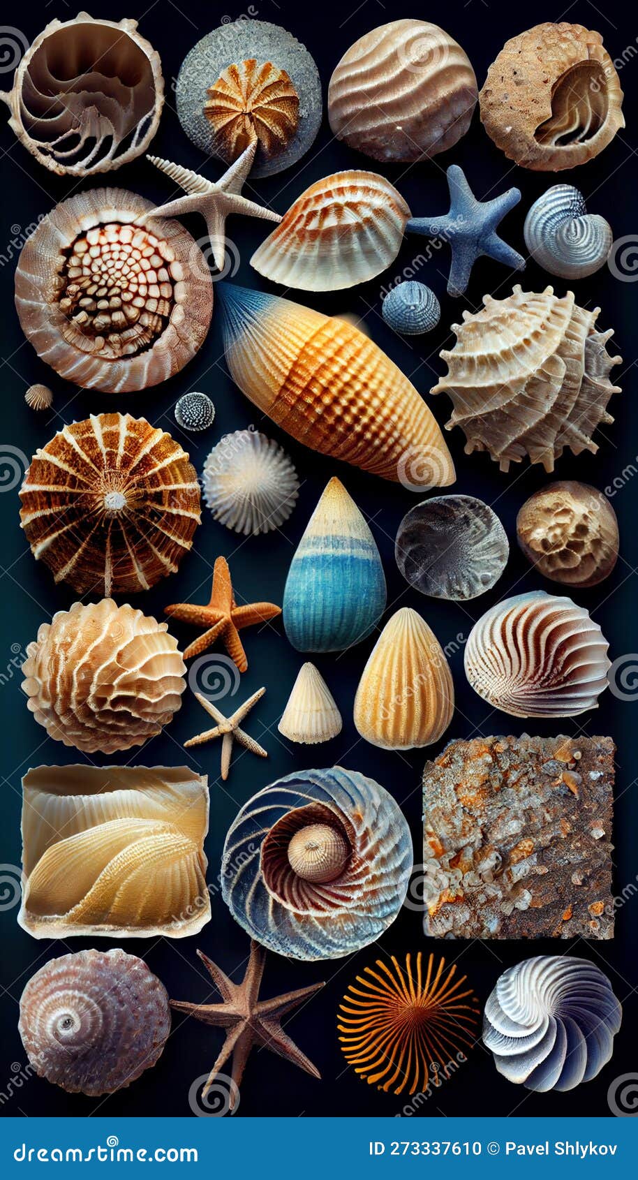 Collection of Seashells, Collage Stock Illustration - Illustration of ...