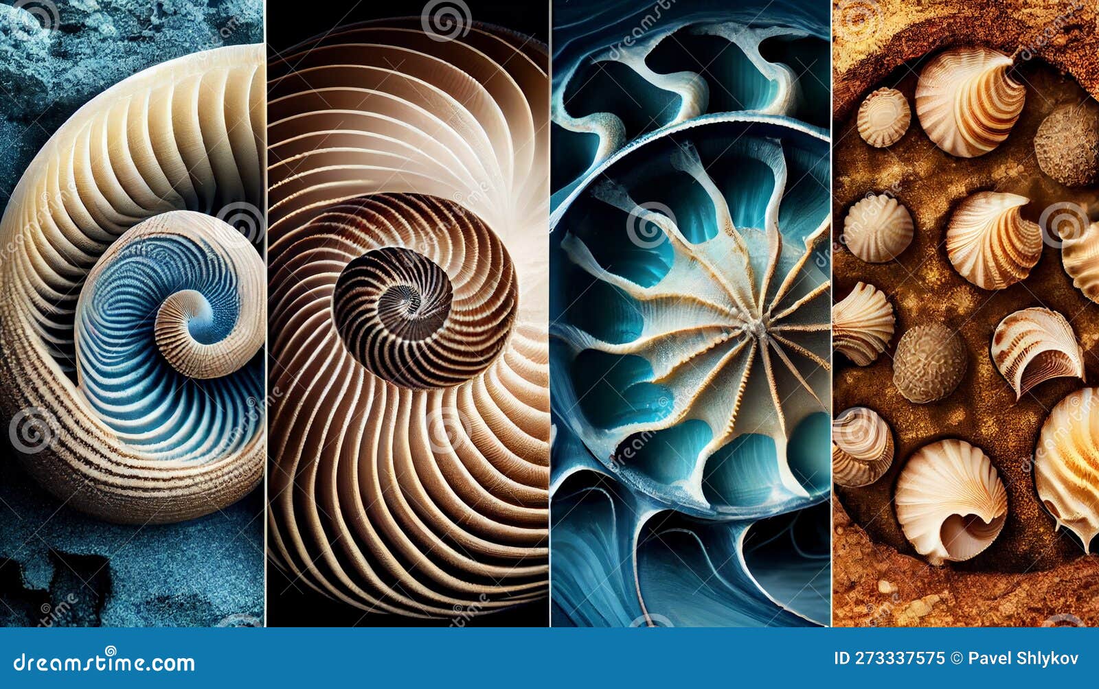 Collection of Seashells, Collage Stock Illustration - Illustration of ...