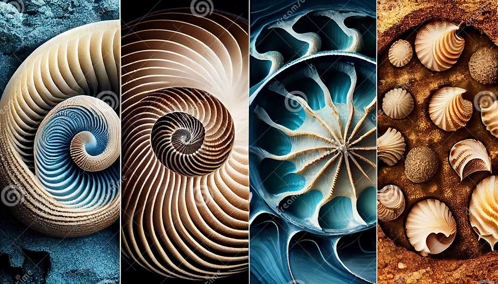 Collection of Seashells, Collage Stock Illustration - Illustration of ...