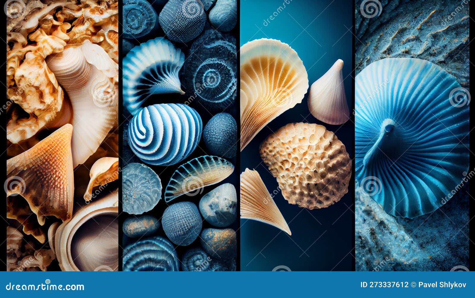Collection of Seashells, Collage Stock Illustration - Illustration of ...