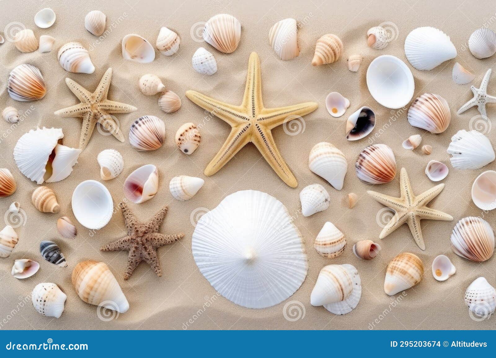 A Collection of Seashells on the Sandy Beach Stock Photo - Image of ...