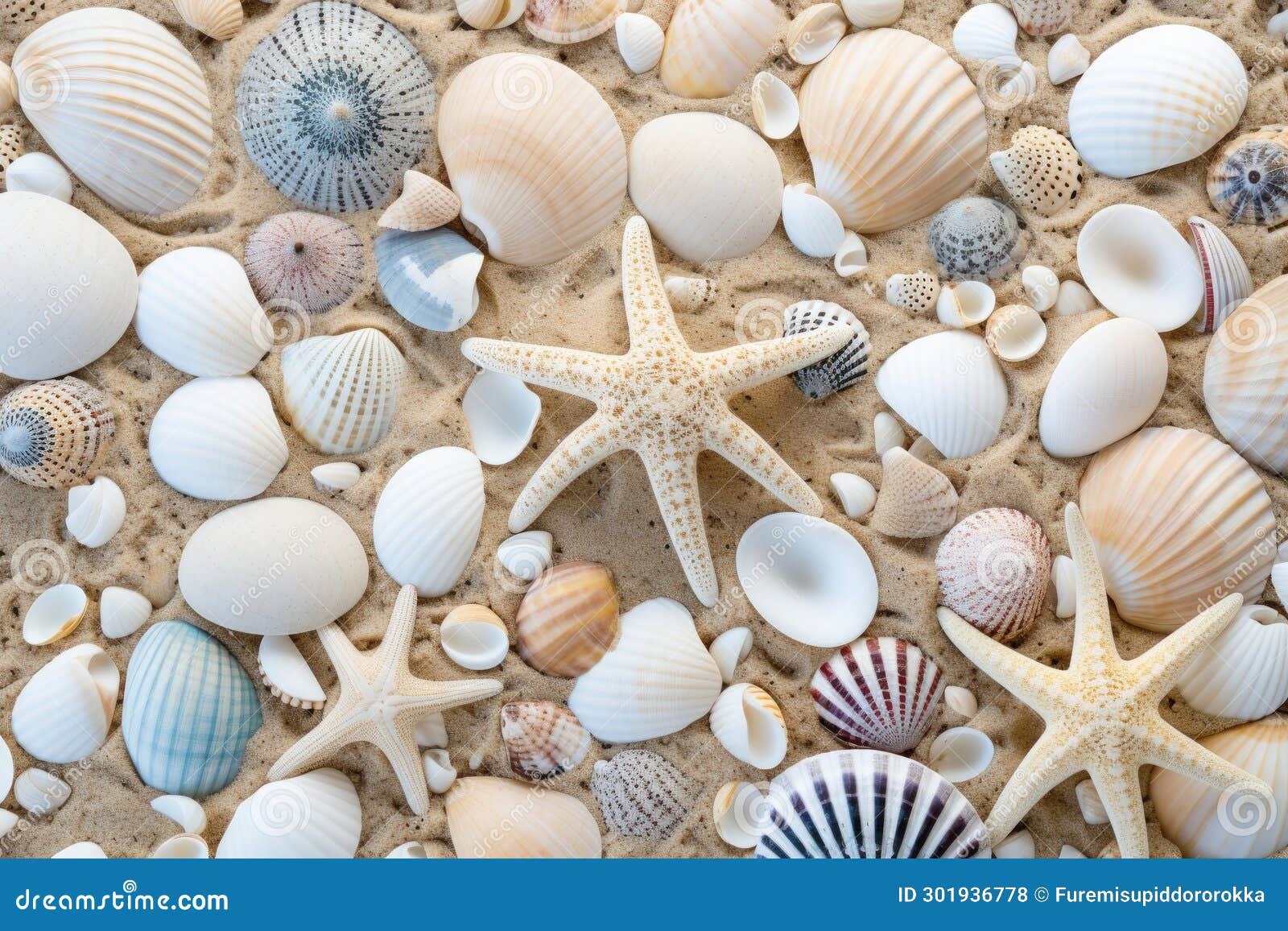 A Collection of Seashells Scattered on the Sand Stock Illustration ...