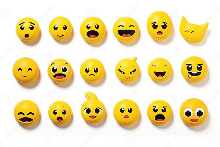 A Collection of Separated Emojis Isolated on a White Background Stock ...