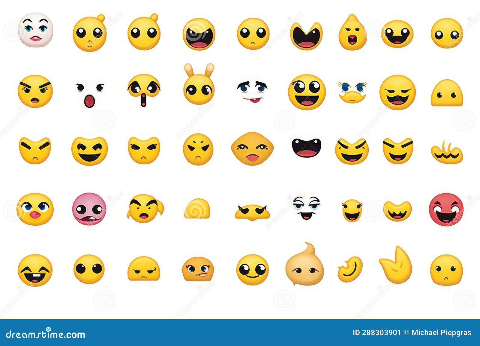 A Collection of Separated Emojis Isolated on a White Background Stock ...