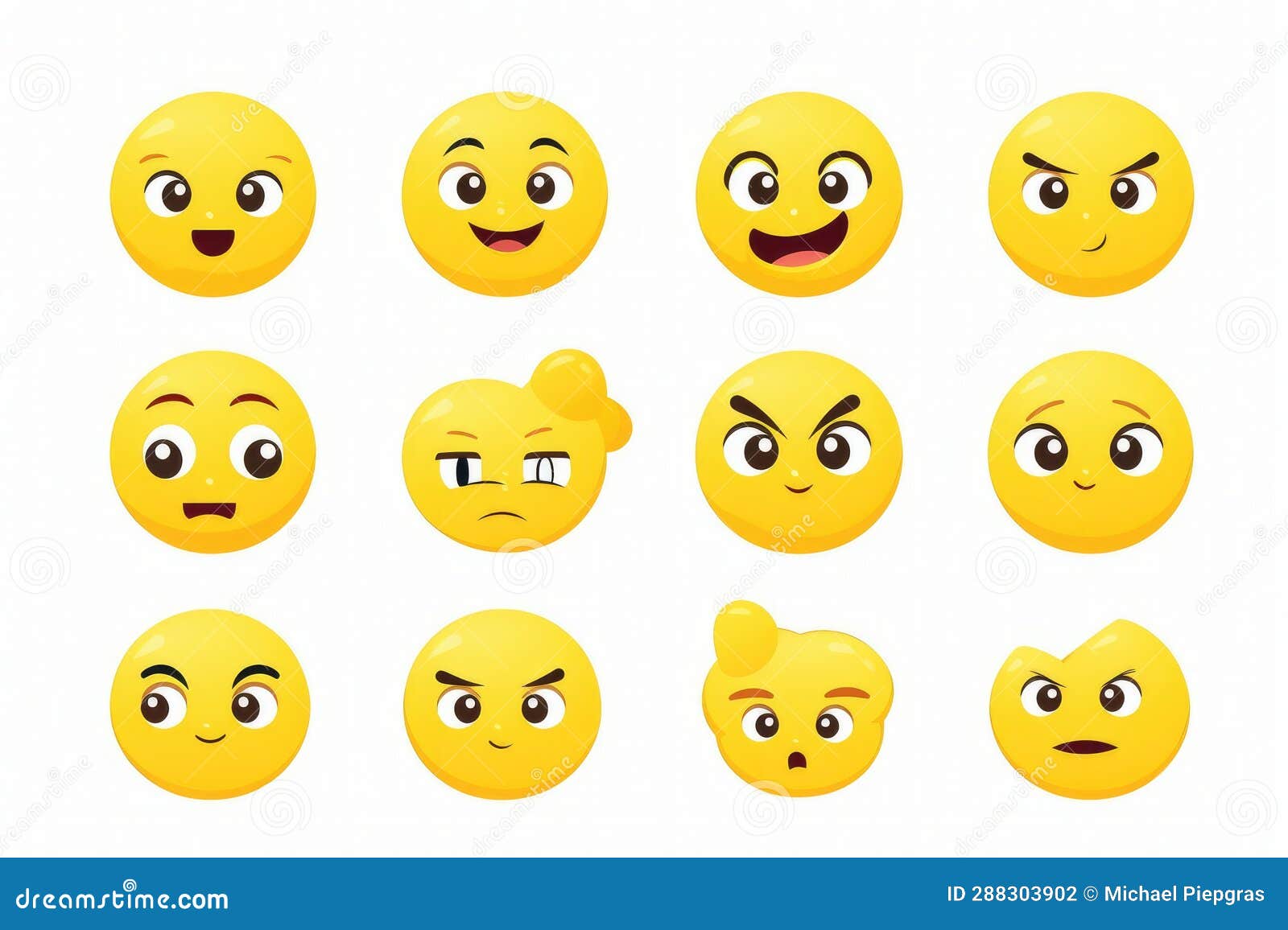 A Collection of Separated Emojis Isolated on a White Background Stock ...