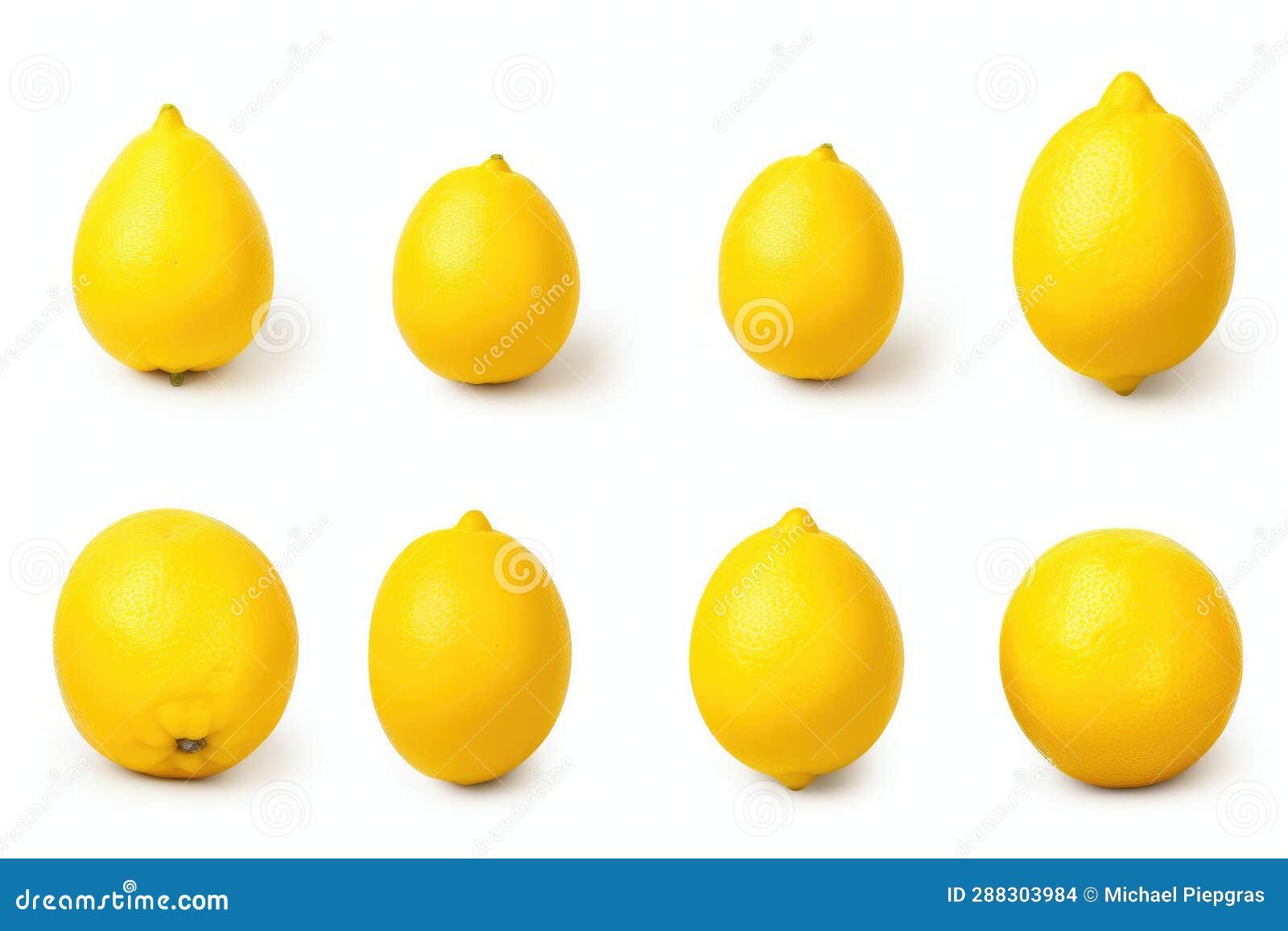 A Collection of Separated Lemon Fruits Isolated on a White Background ...