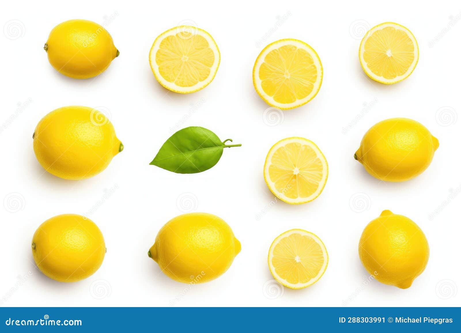 A Collection of Separated Lemon Fruits Isolated on a White Background ...