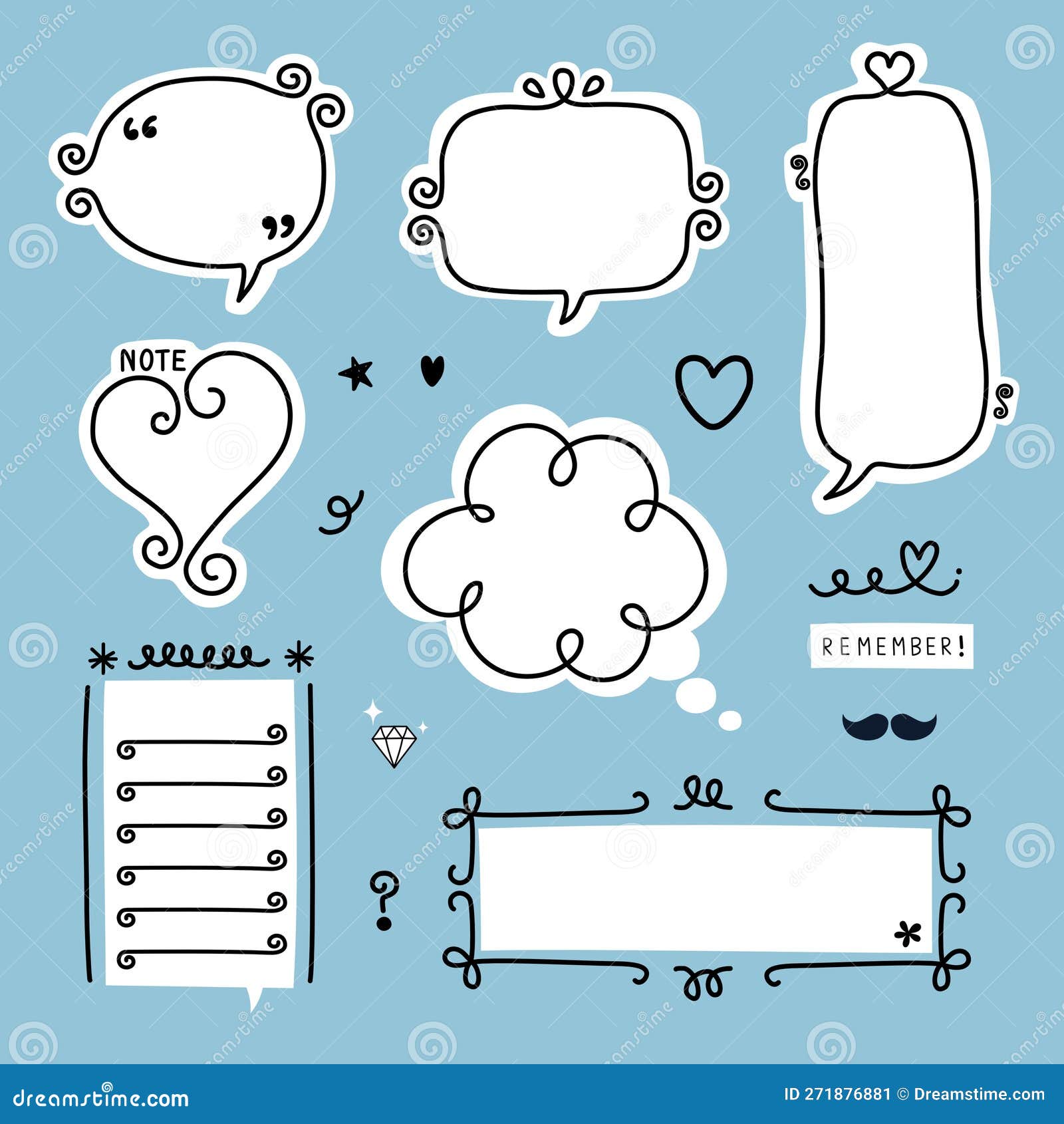 Collection Set of Blank Black and White Whisper Speech Bubble Balloon ...