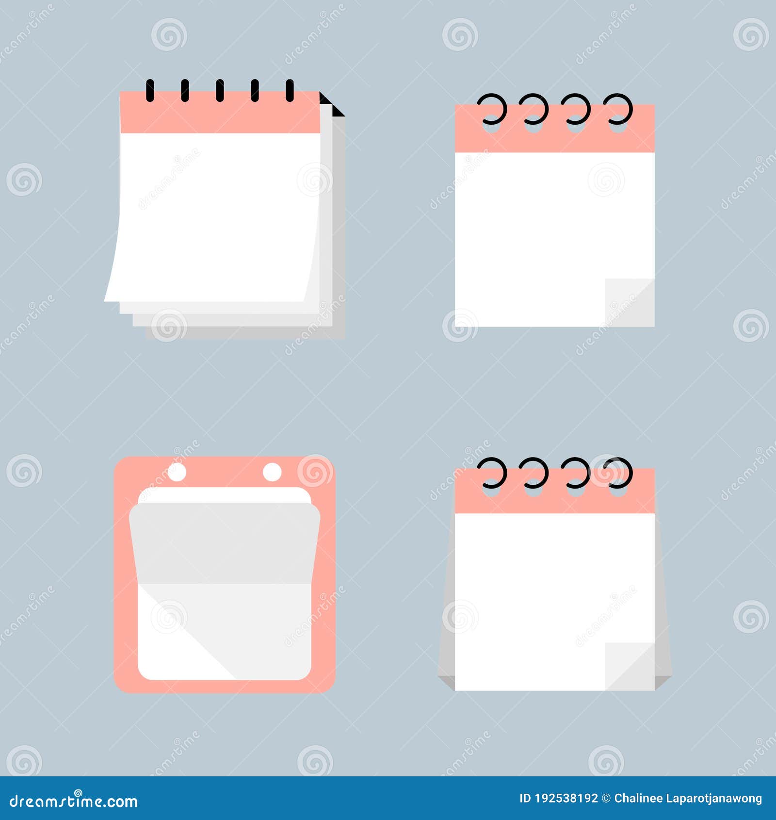 Collection Set of Blank Calendar Icon, Paper Note Pad, Text Box Stock ...