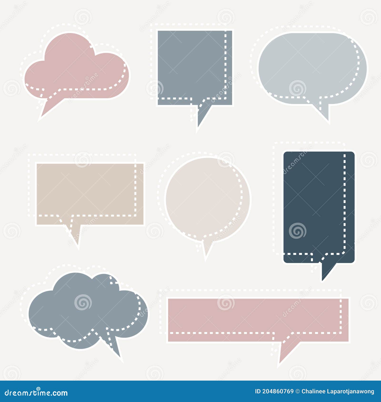 Collection Set Of Blank Dashed Line Hand Drawn Speech Bubble Balloon ...