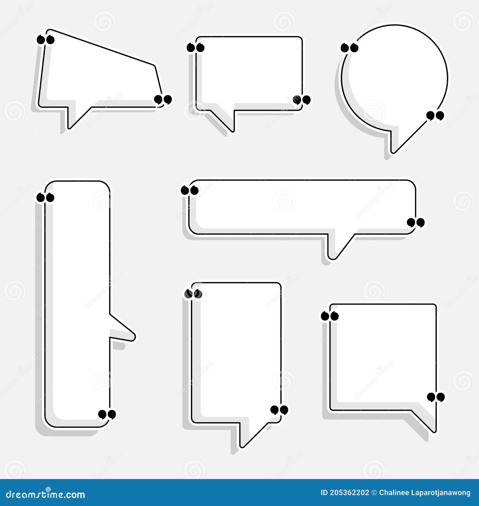 Collection Set of Blank Hand Drawn Speech Bubble Balloon with Quotation ...