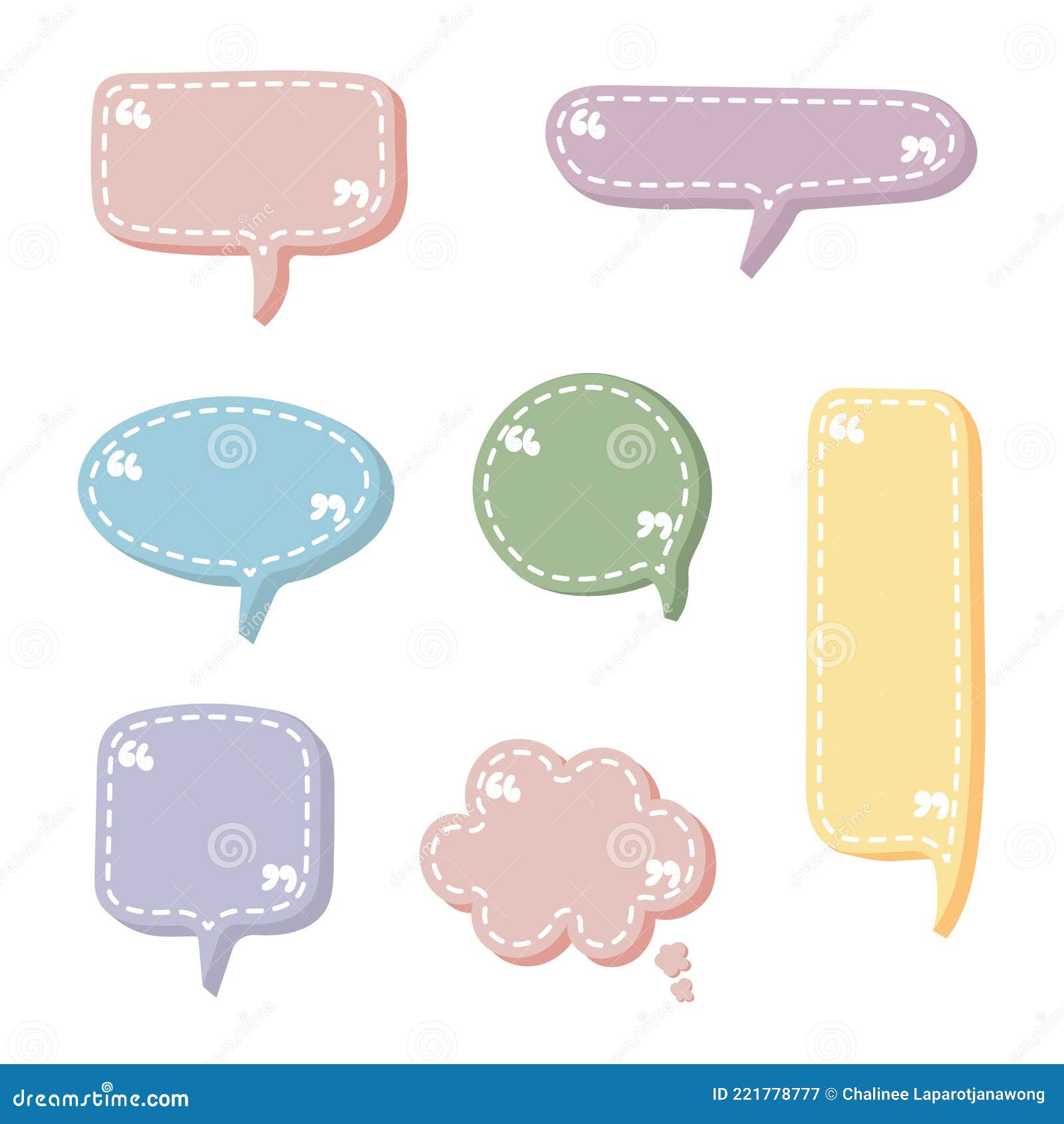 Collection Set Of Blank Hand Drawn Speech Bubble Balloon With Quotation ...