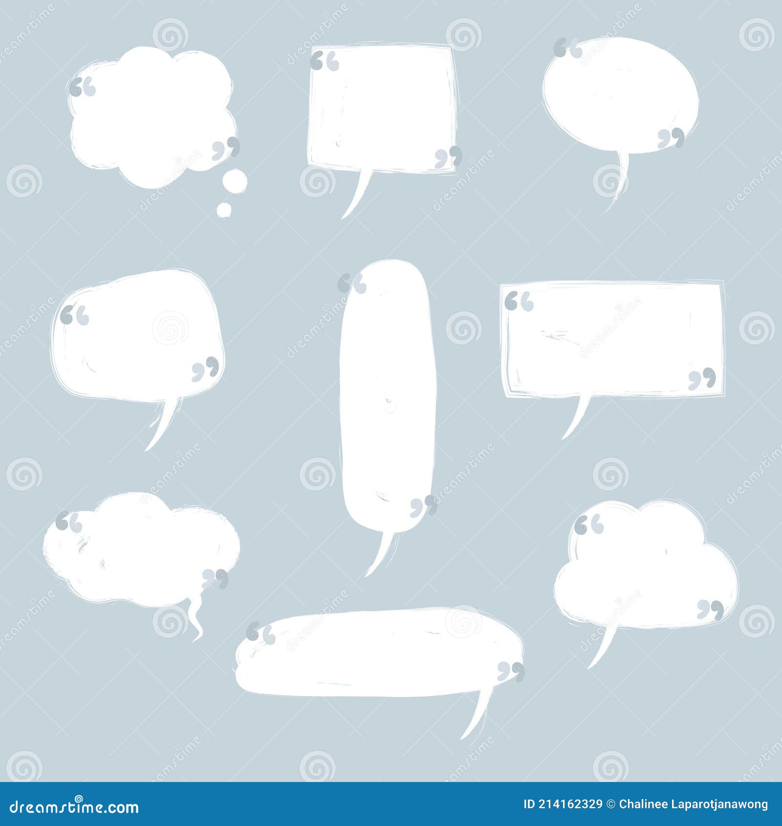 Collection Set of Blank Hand Drawn Speech Bubble Balloon with Quotation ...