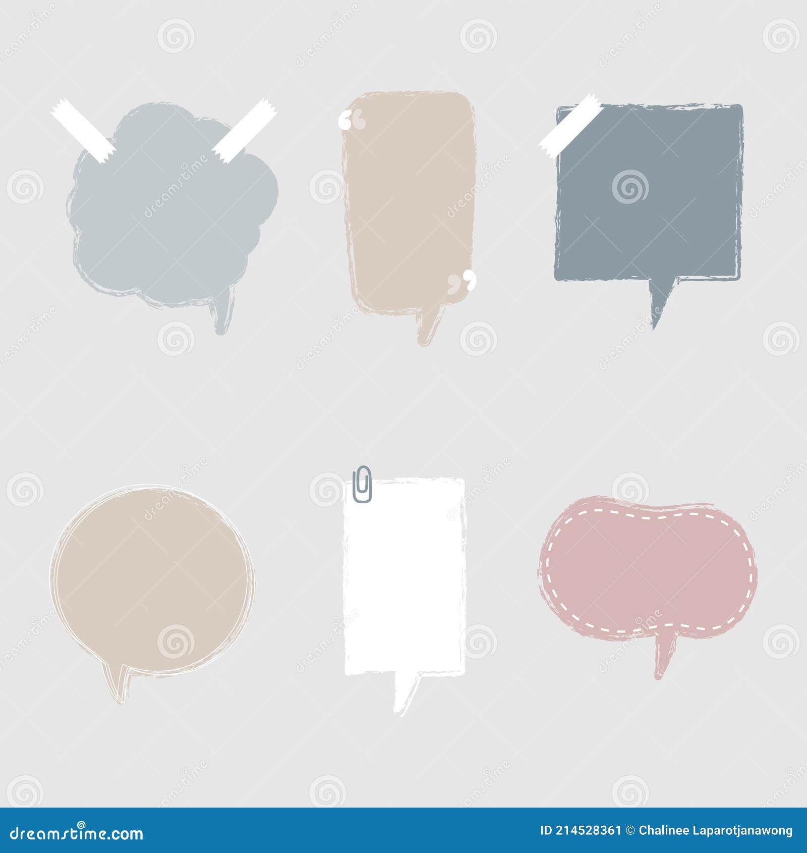 Collection Set of Blank Hand Drawn Speech Bubble Balloon with Quotation ...