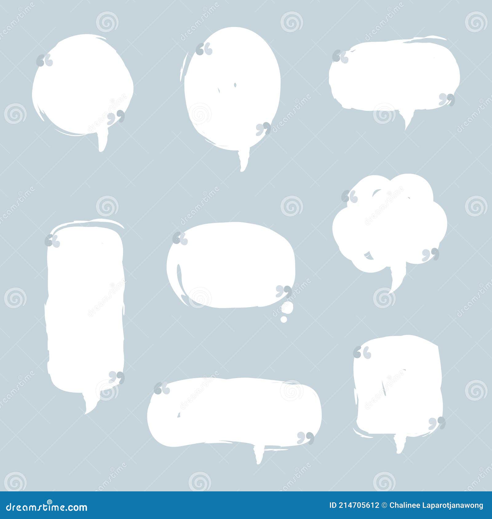 Collection Set of Blank Hand Drawn Speech Bubble Balloon with Quotation ...