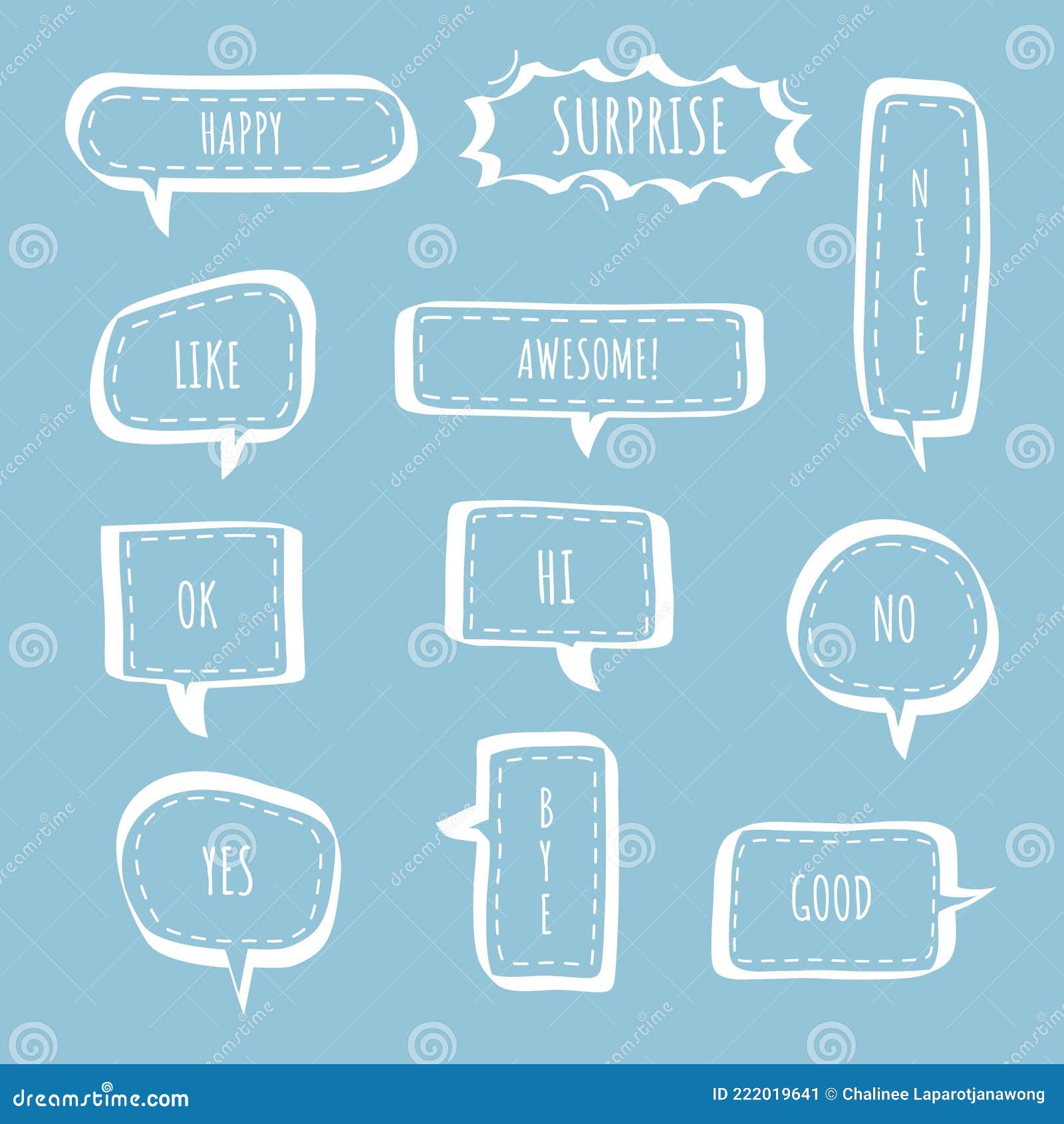 Collection Set of Blank Hand Drawn Speech Bubble Balloon with Quotation ...