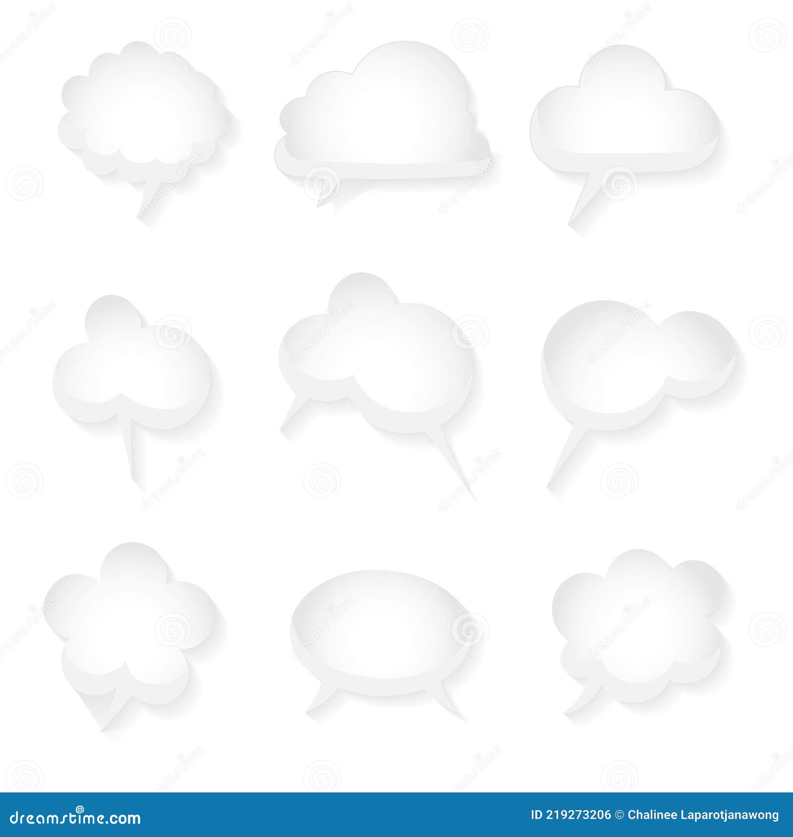 Collection Set Of Blank Hand Drawn Speech Bubble Balloon With Shadow ...