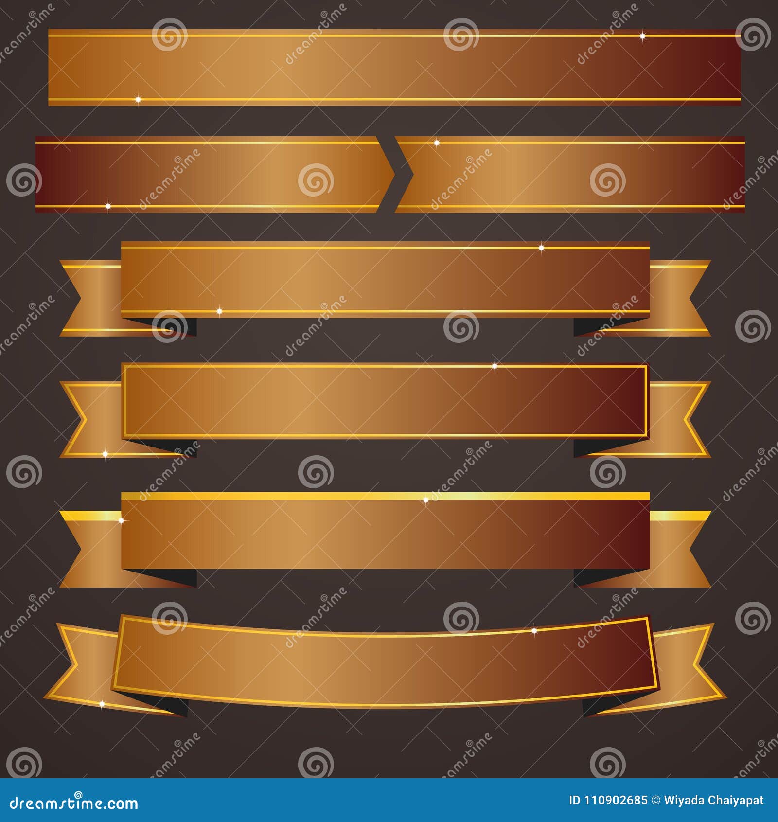 Collection Set of Bronze Ribbons Banners Stock Illustration ...