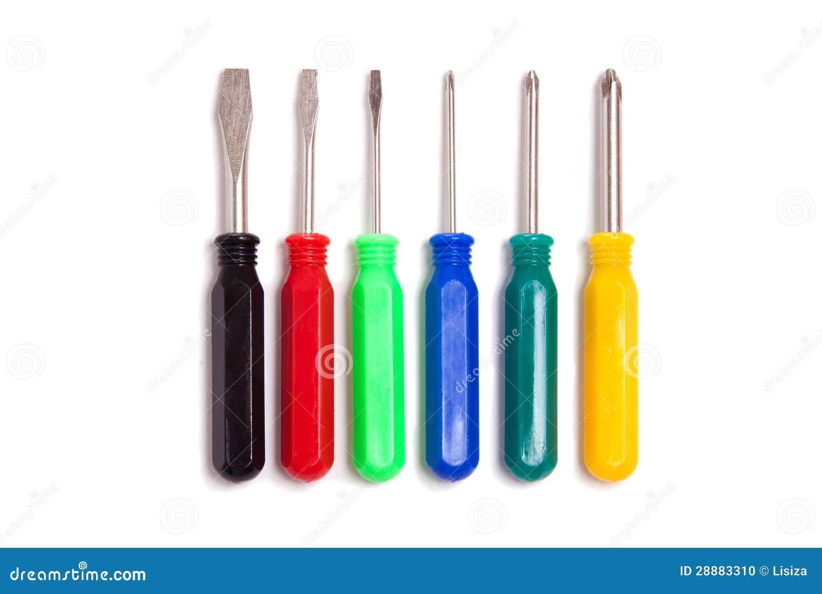 Collection Set of Colored Screwdrivers Isolated on White Background ...