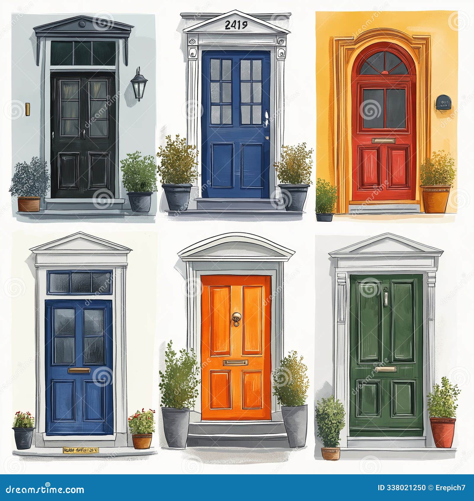 Collection, Set of Colorful Doors in Different Styles. Colorful ...