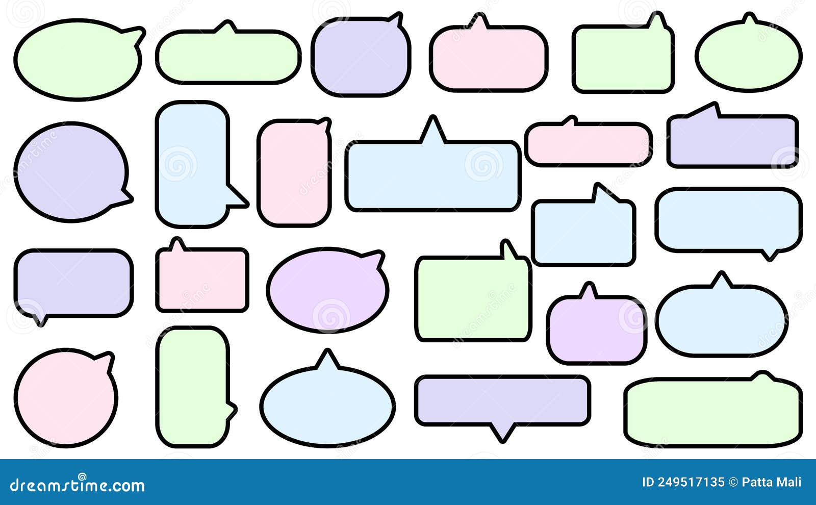 Collection Set of Cute Abstract Speech Bubble, Conversation Box, Chat ...