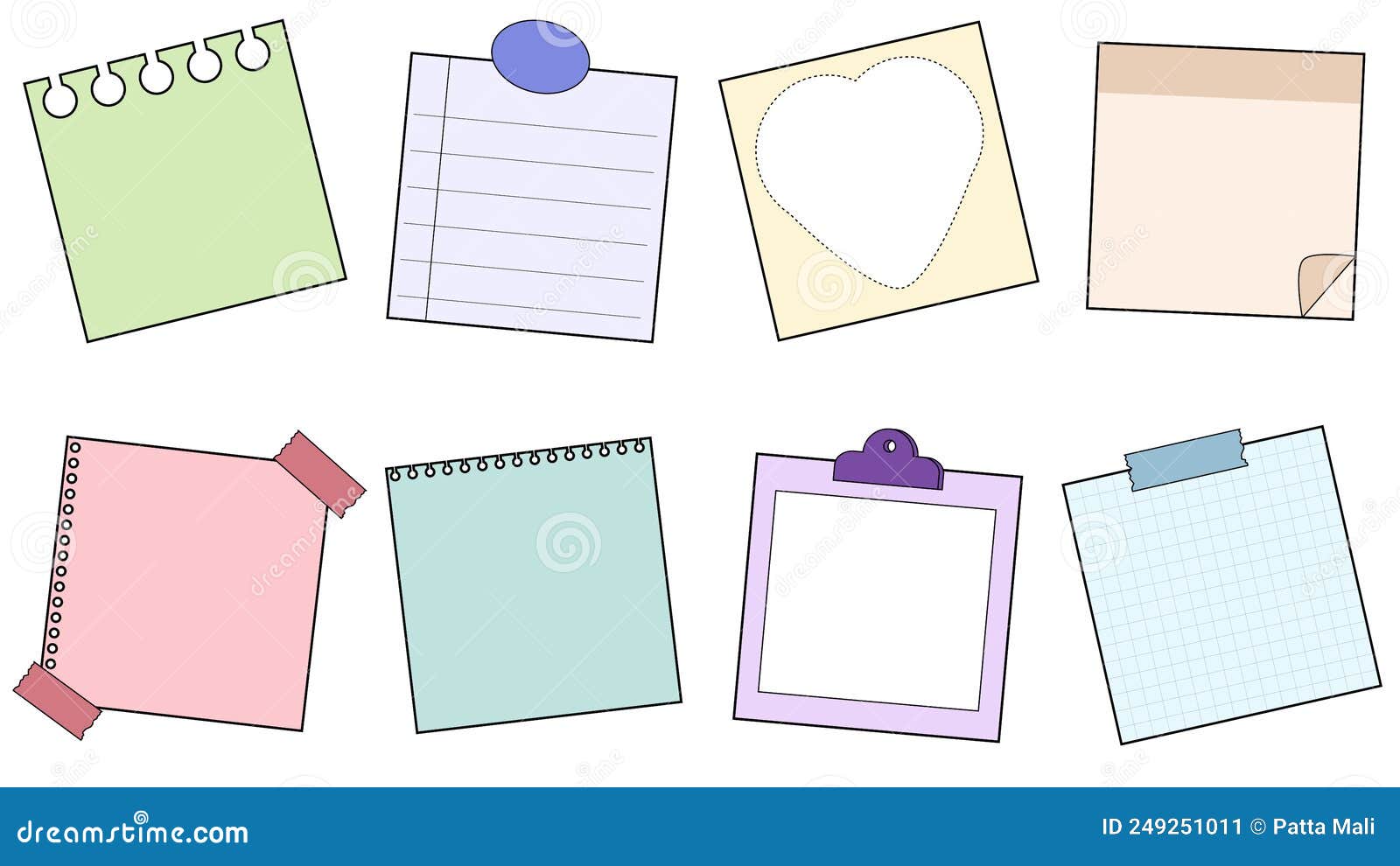 Collection Set of Cute Blank Colorful Paper Templates Printable Striped ... Collection Set of Cute Blank Colorful Paper Templates Printable Striped ...