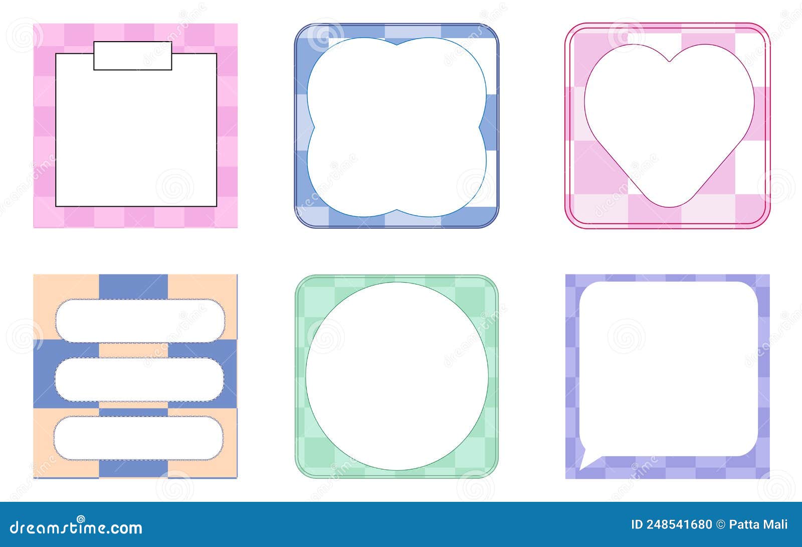 Collection Set of Cute Checkerboard, Gingham Paper Notepad, Memo ...