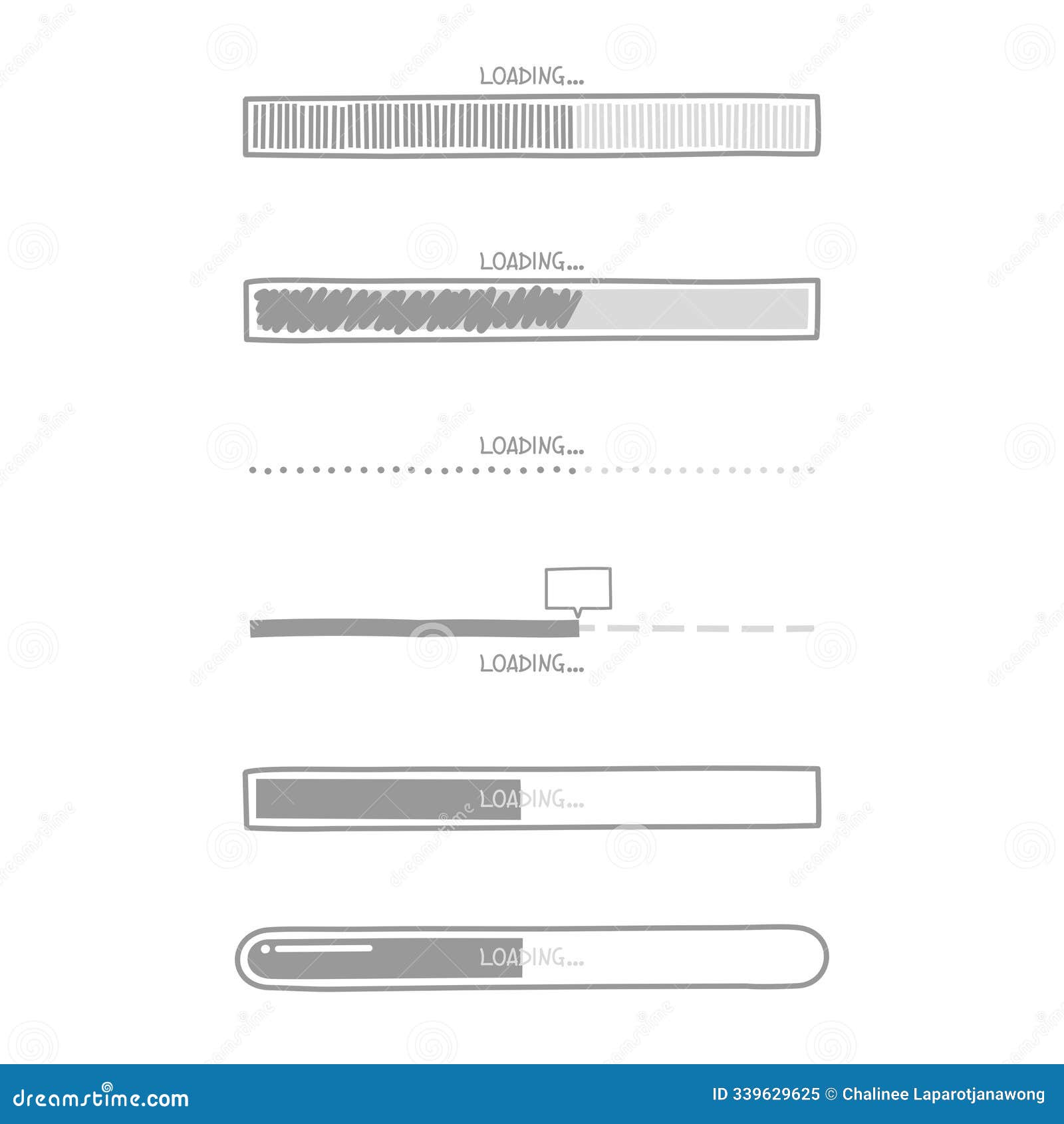 Collection Set Of Cute Doodle Hand Draw Loading Process Progress ...
