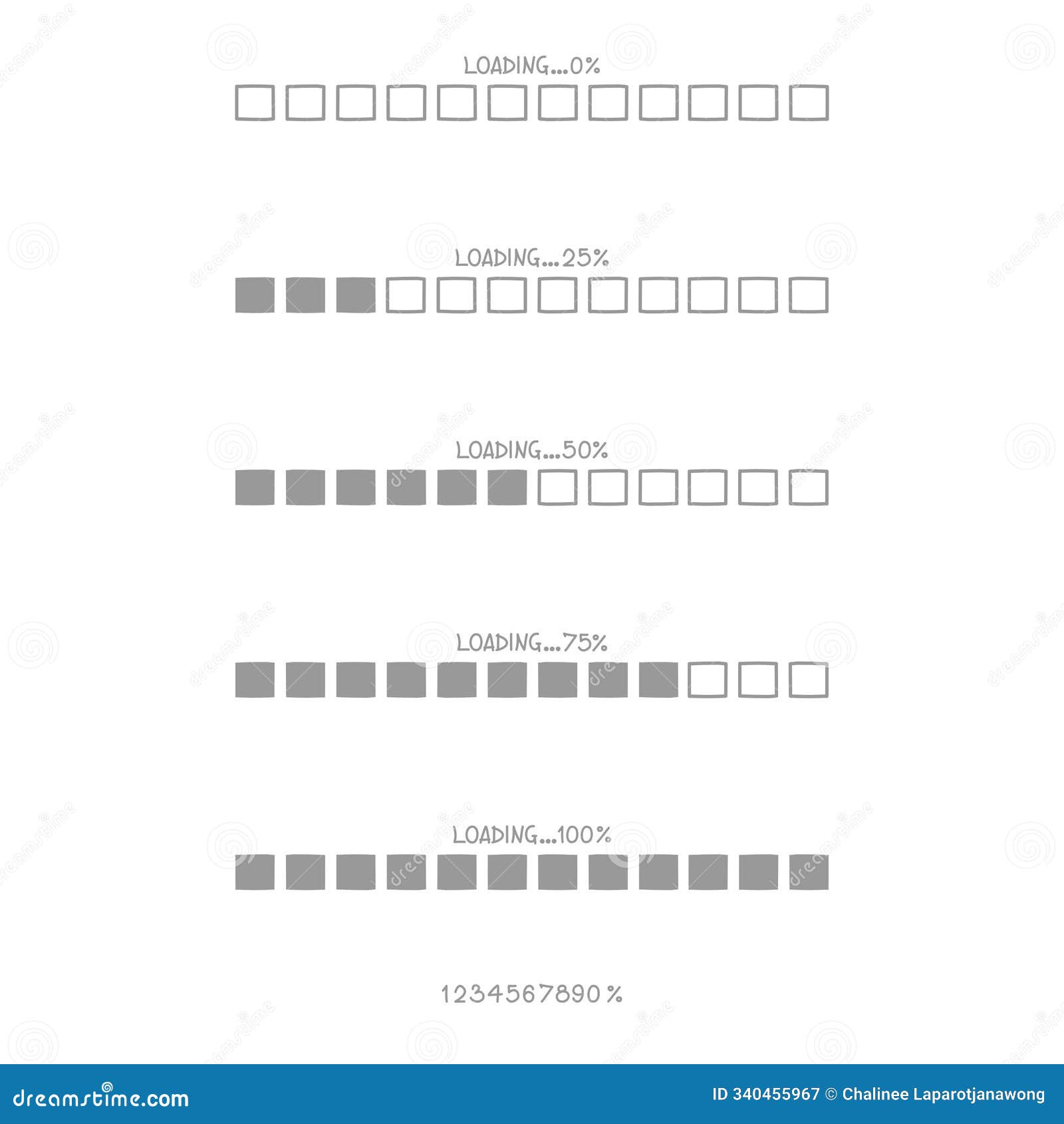 Collection Set of Cute Doodle Hand Draw Loading Process Progress ...