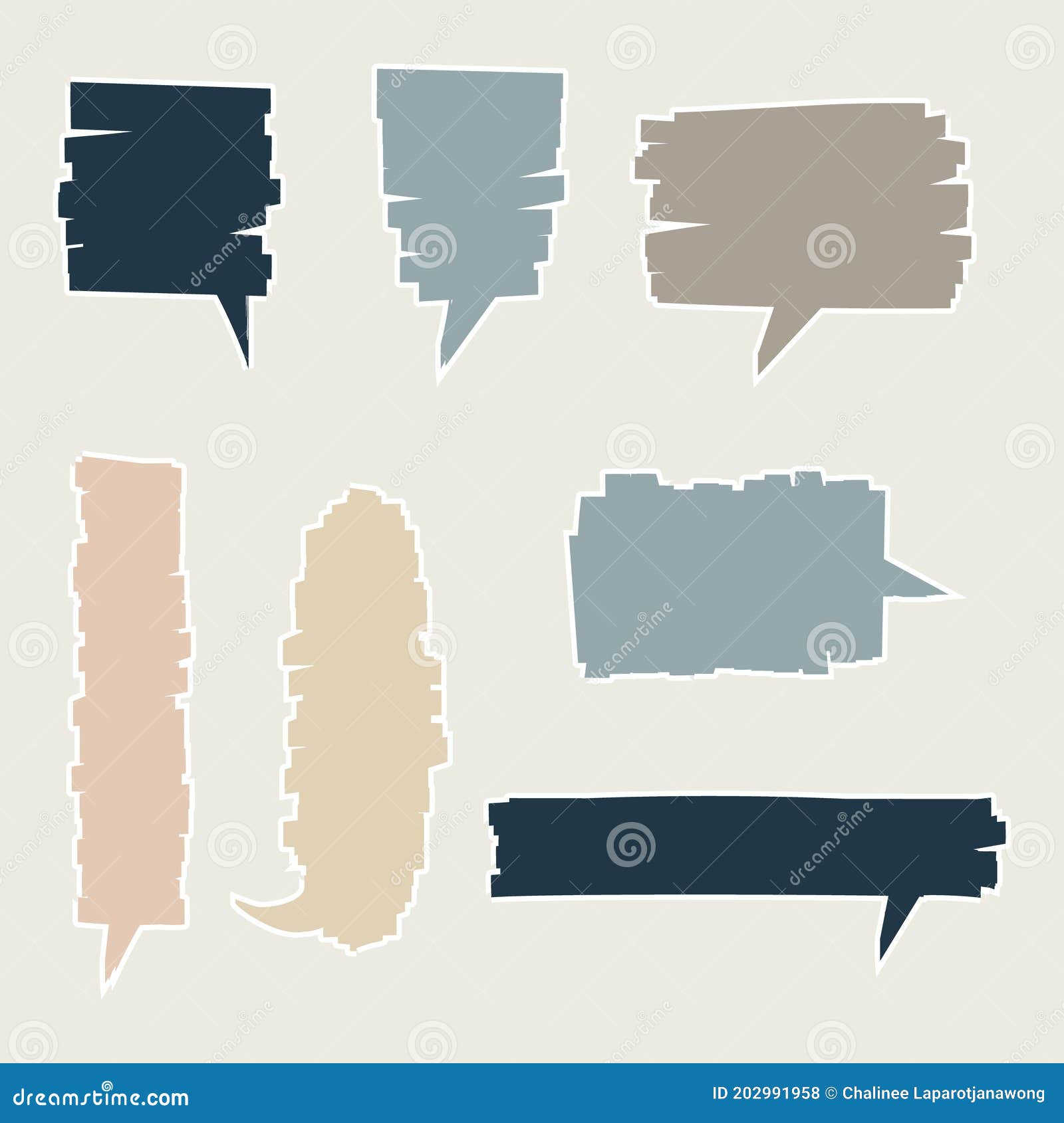 Collection Set of Cute Hand Drawing Frame Border, Blank Speech Bubble ...