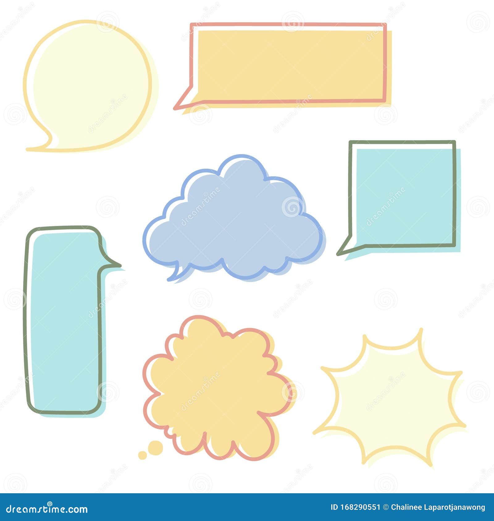 Collection Set Of Cute Hand Drawn Line Frame Border, Blank Speech ...