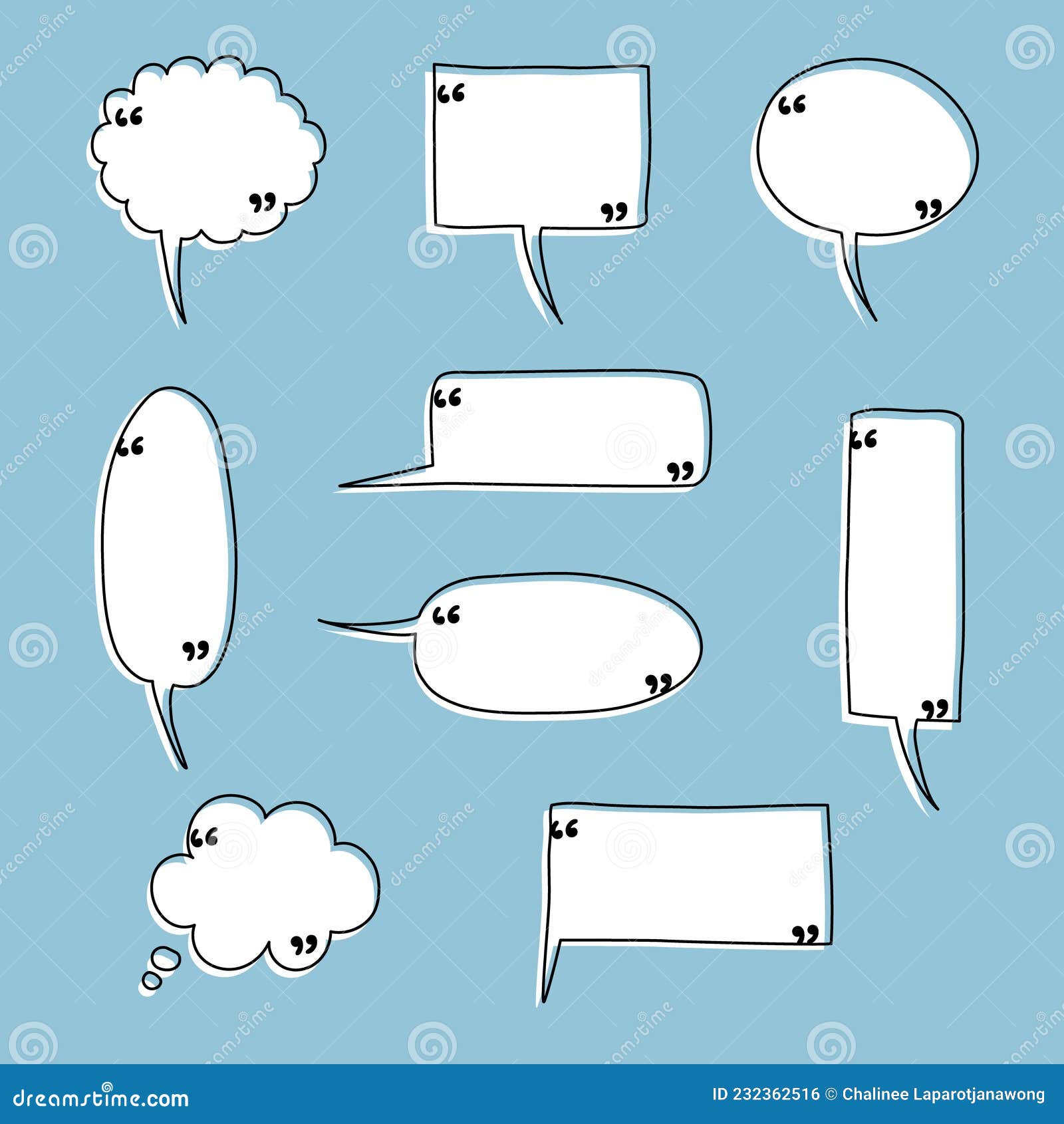 Collection Set of Hand Drawing Frame Border, Blank Speech Bubble ...