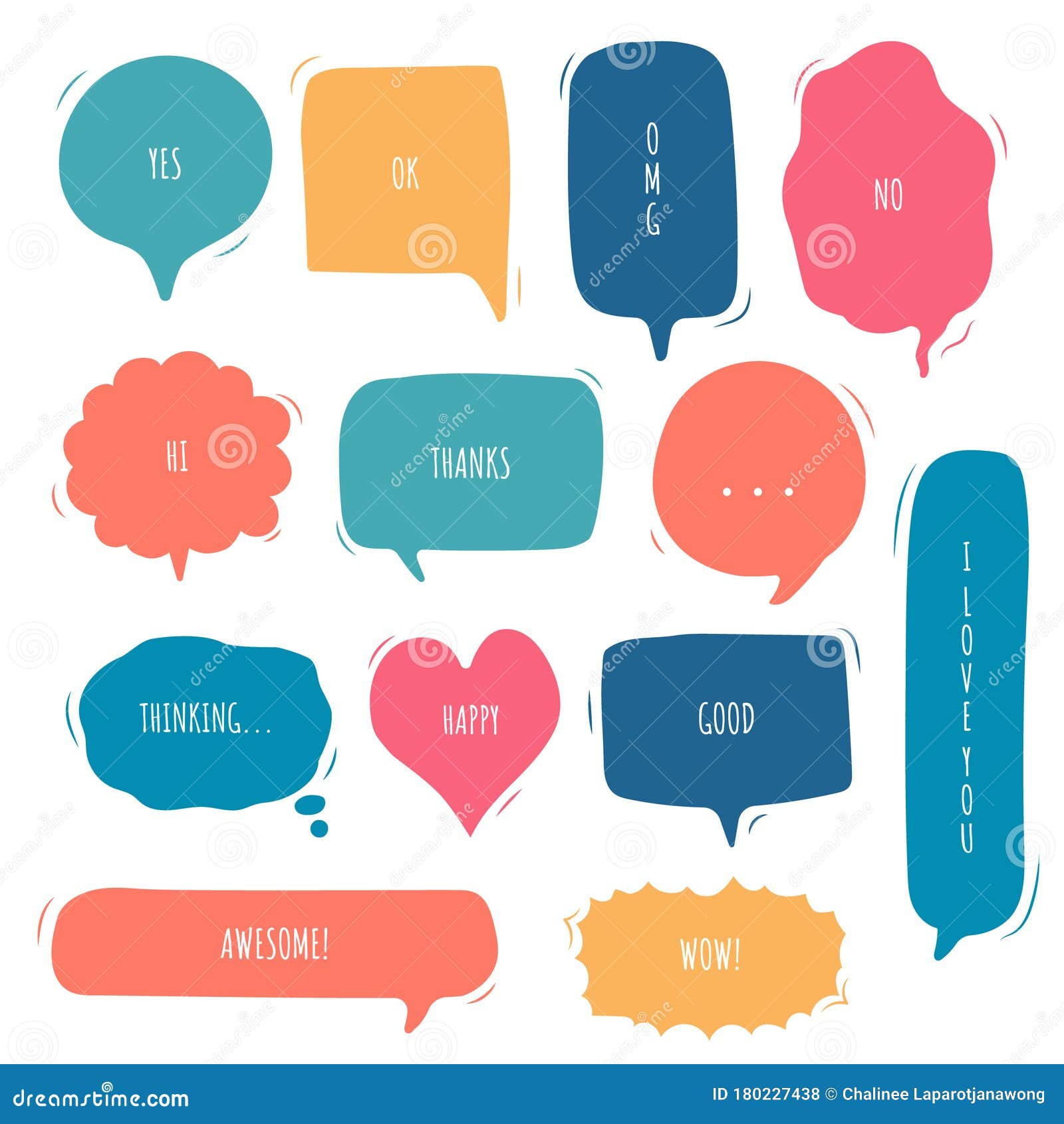 Collection Set of Hand Drawing Frame Border, Blank Speech Bubble ...