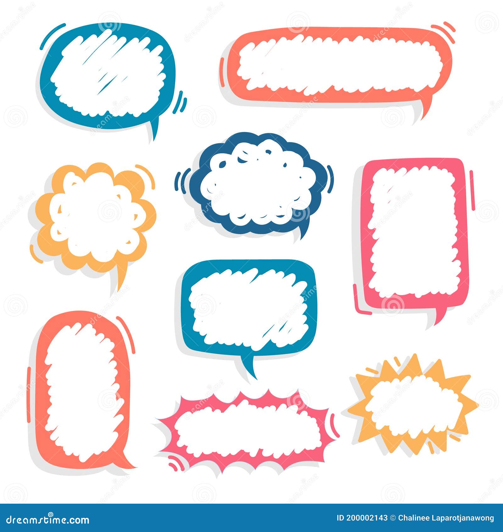 Collection Set of Hand Drawing Frame Border, Blank Speech Bubble ...