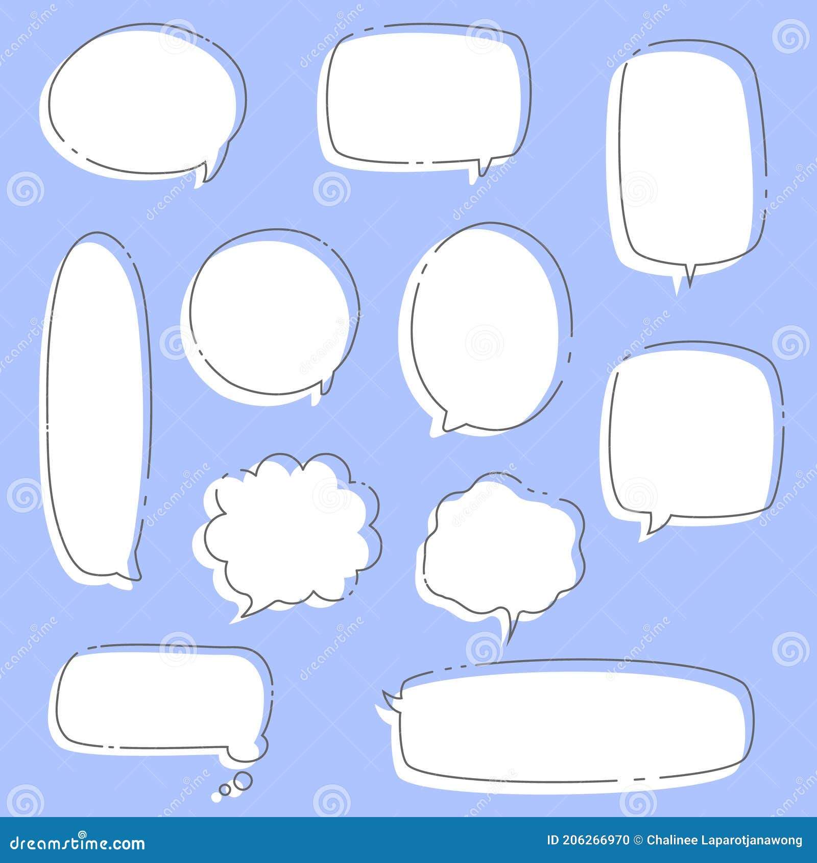 Collection Set of Hand Drawing Frame Border, Blank Speech Bubble ...