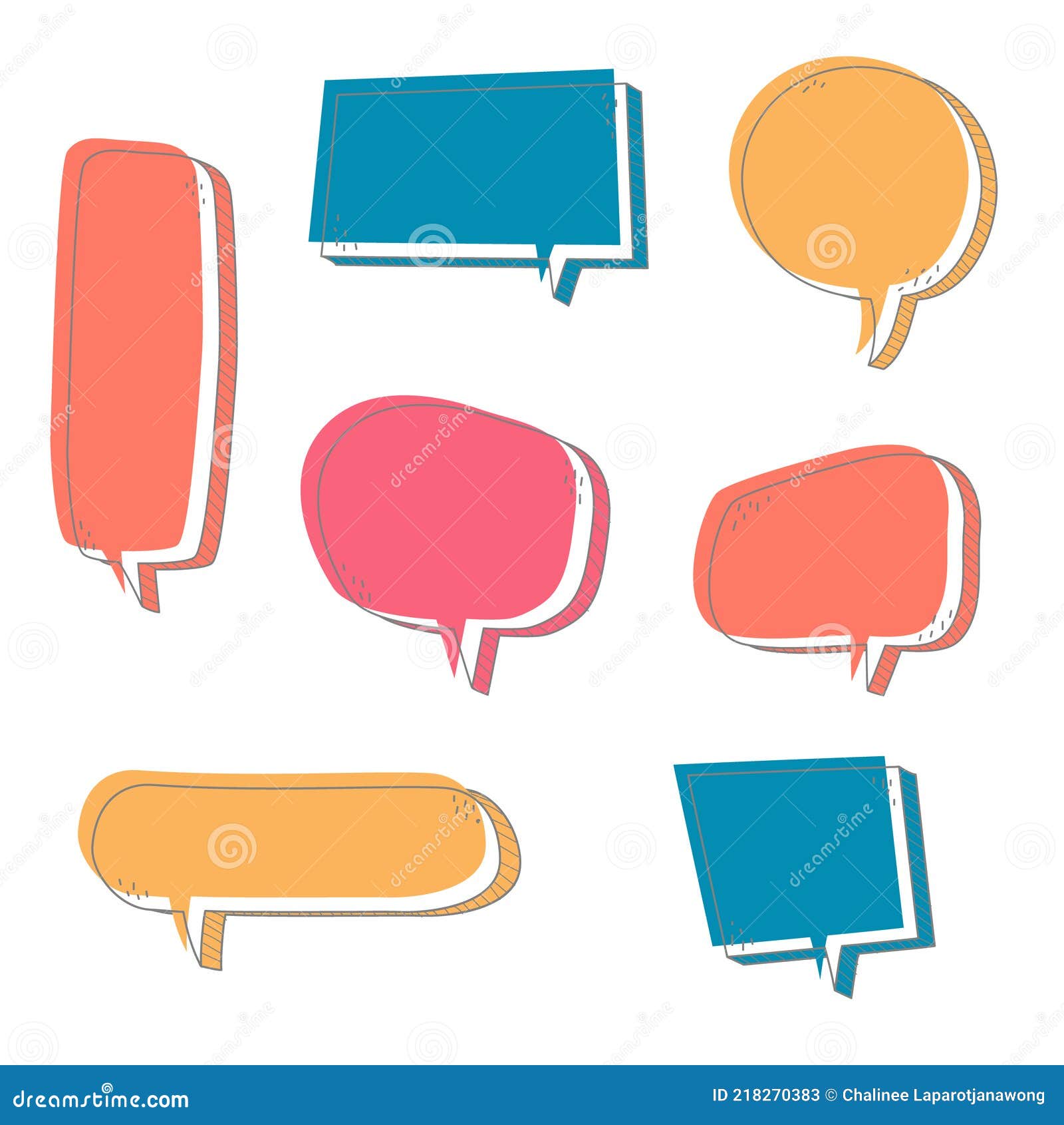 Collection Set of Hand Drawing Frame Border, Blank Speech Bubble ...