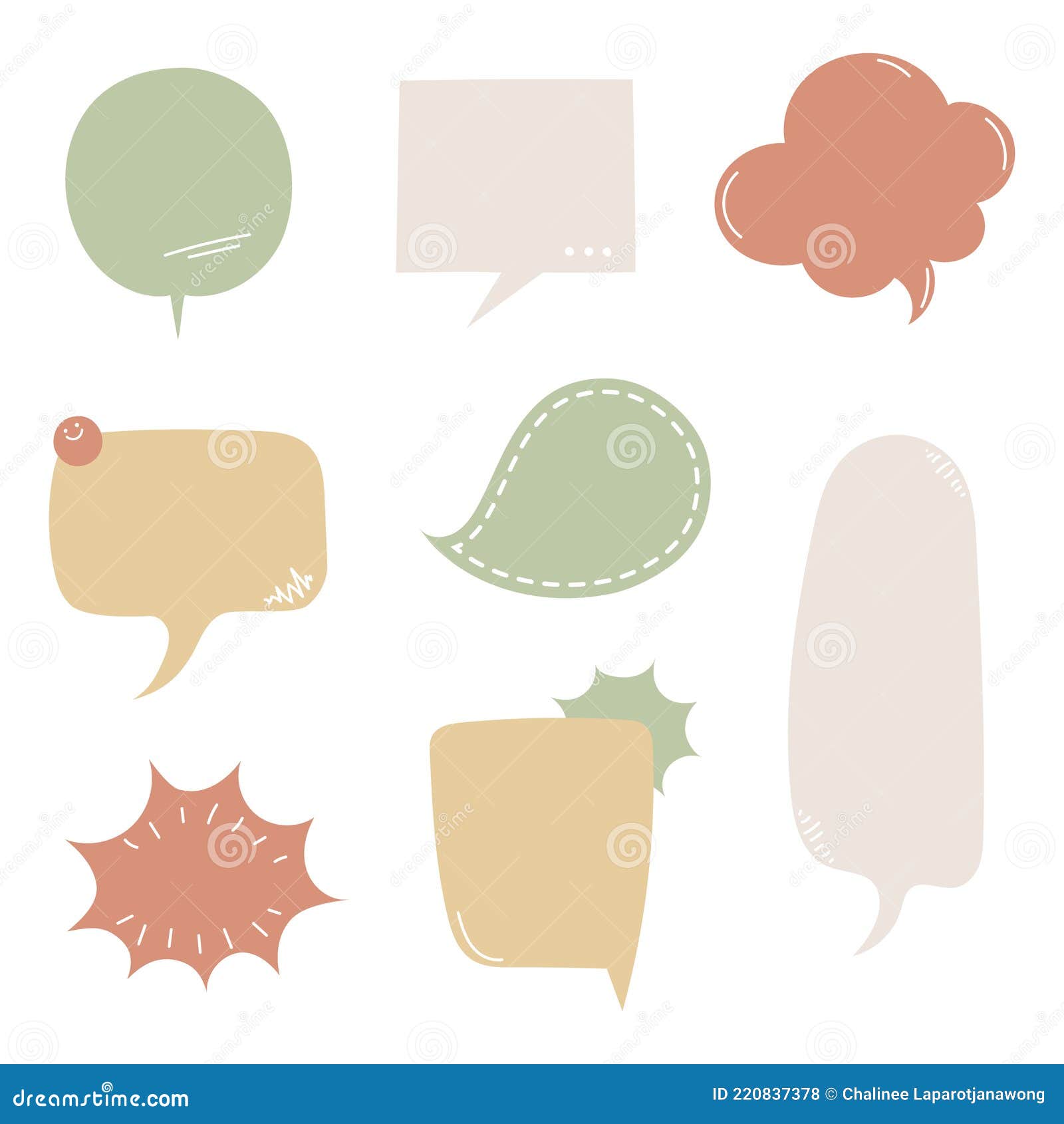 Collection Set of Hand Drawing Frame Border, Blank Speech Bubble ...