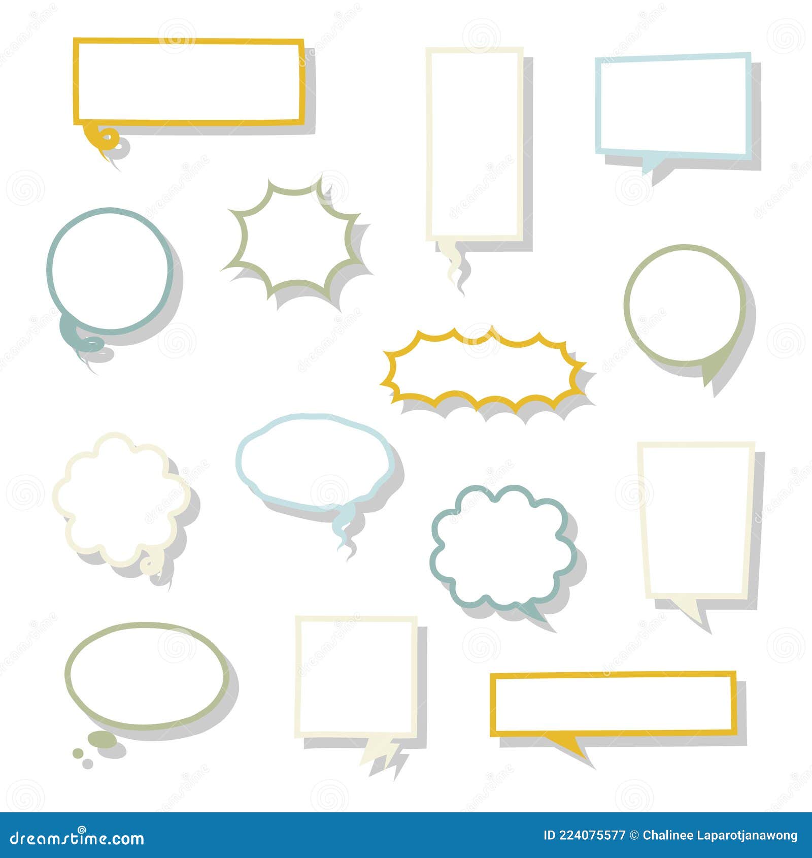 Collection Set of Hand Drawing Frame Border, Blank Speech Bubble ...