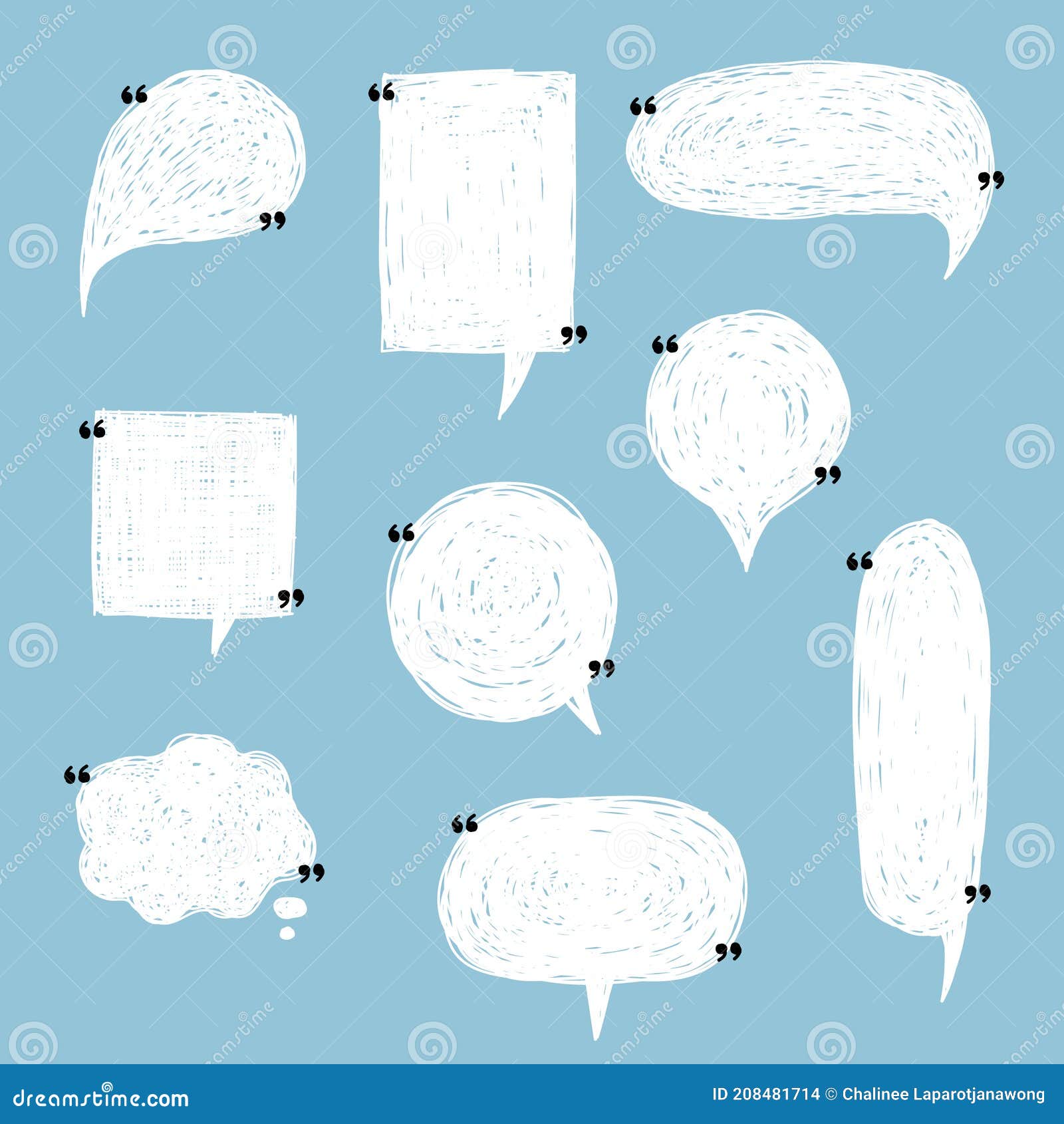 Collection Set of Hand Drawing Frame Border, Speech Bubble Balloon with ...