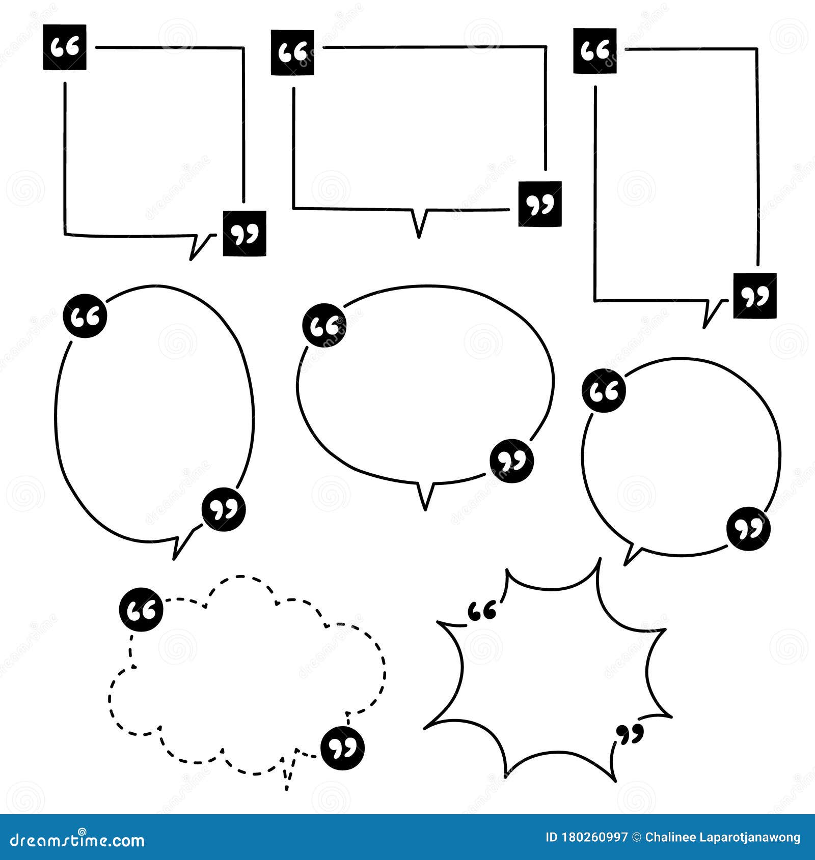 Collection Set Of Hand Drawing Line Frame Border, Speech Bubble Balloon ...