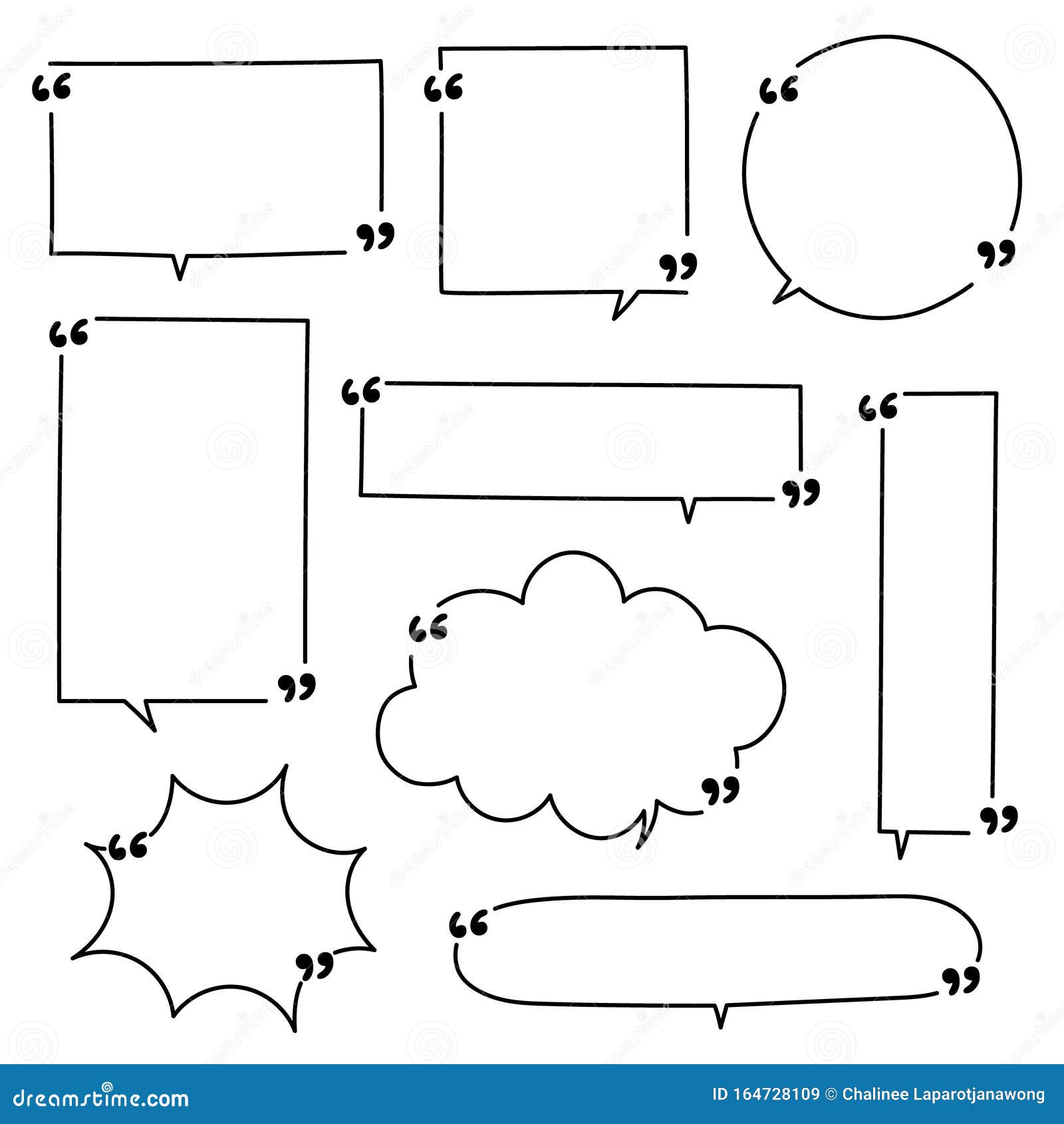 Collection Set of Hand Drawing Line Frame Border, Speech Bubble Balloon ...