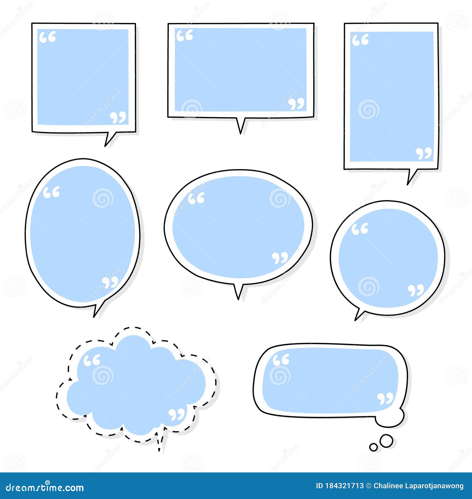 Collection Set of Hand Drawing Line Frame Border, Speech Bubble Balloon ...