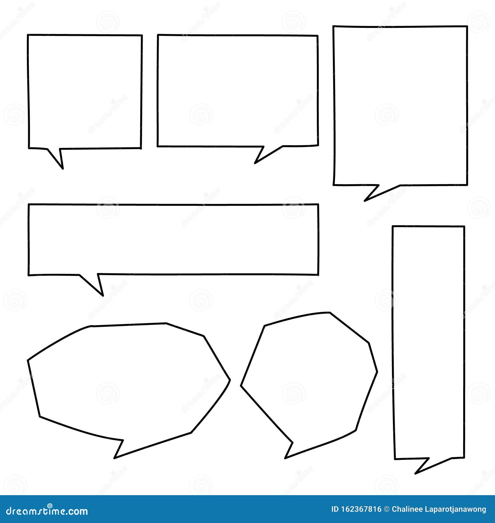 Collection Set Of Hand Drawn Line Frame Border,blank Speech Bubble ...
