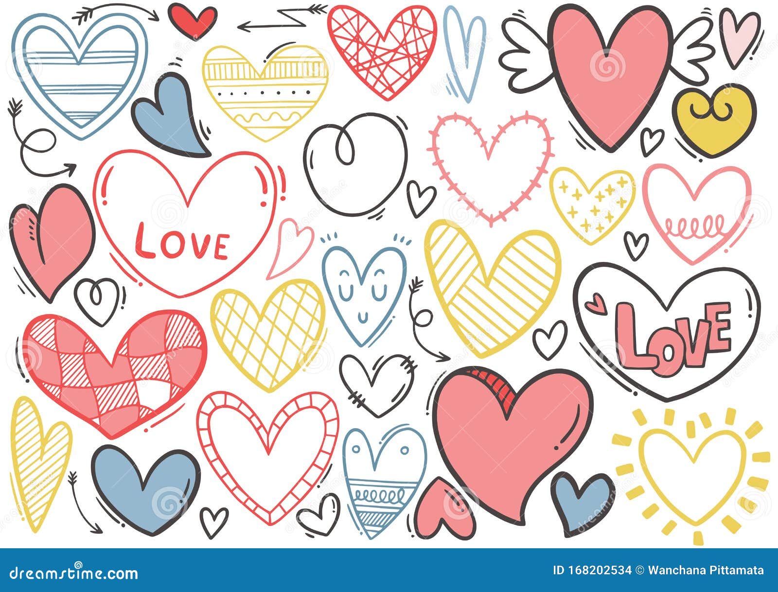 0068 Hand Drawn Scribble Hearts Stock Vector - Illustration of ...