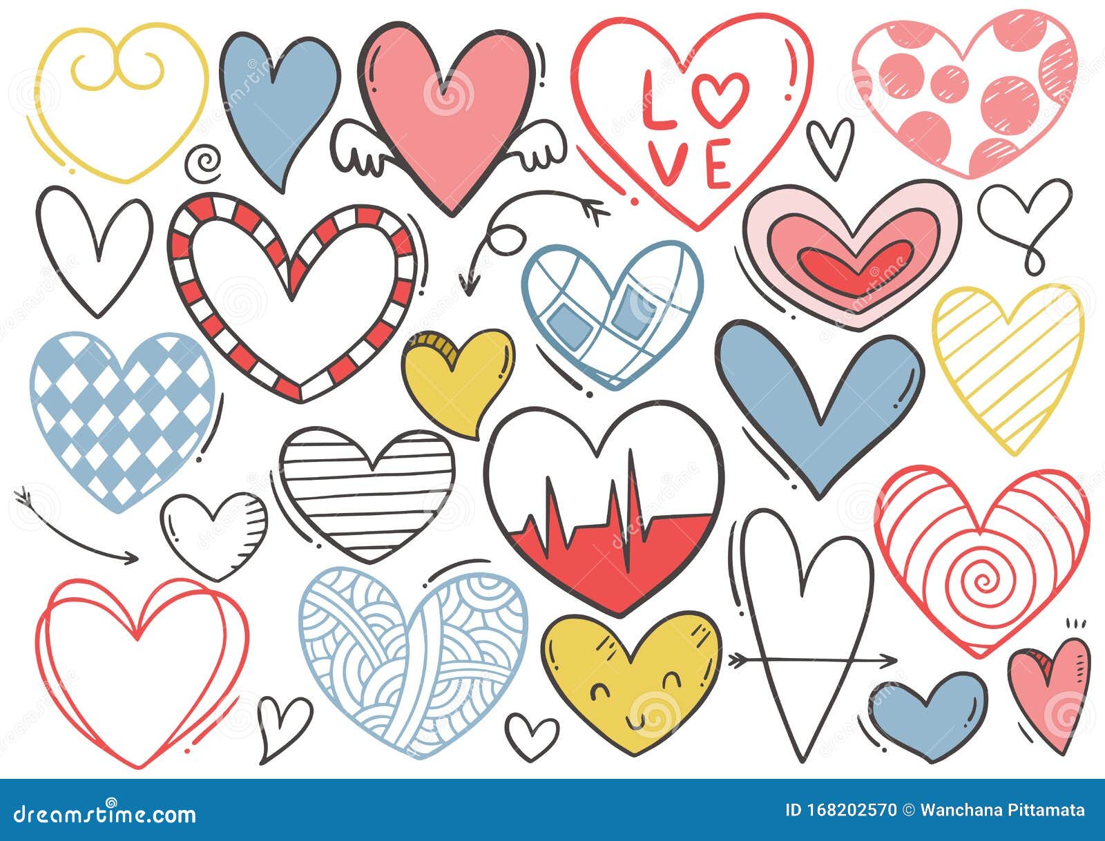 0071 Hand Drawn Scribble Hearts Stock Vector - Illustration of marker ...