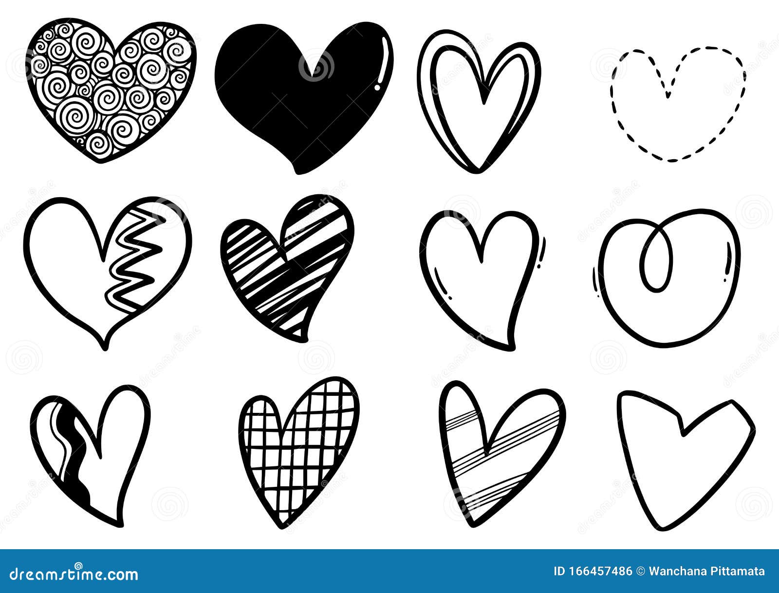 0003 Hand Drawn Scribble Hearts Stock Vector - Illustration of doodle ...